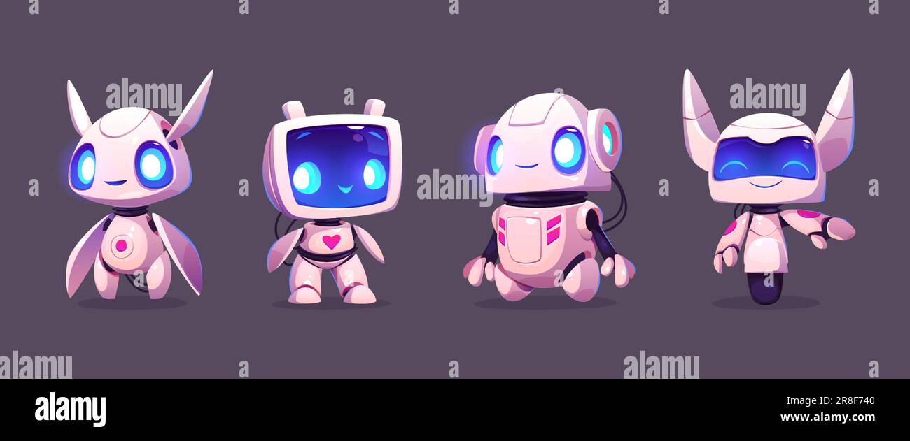 Mignon ai robot évolution mascotte vecteur ensemble. Digital moderne ...