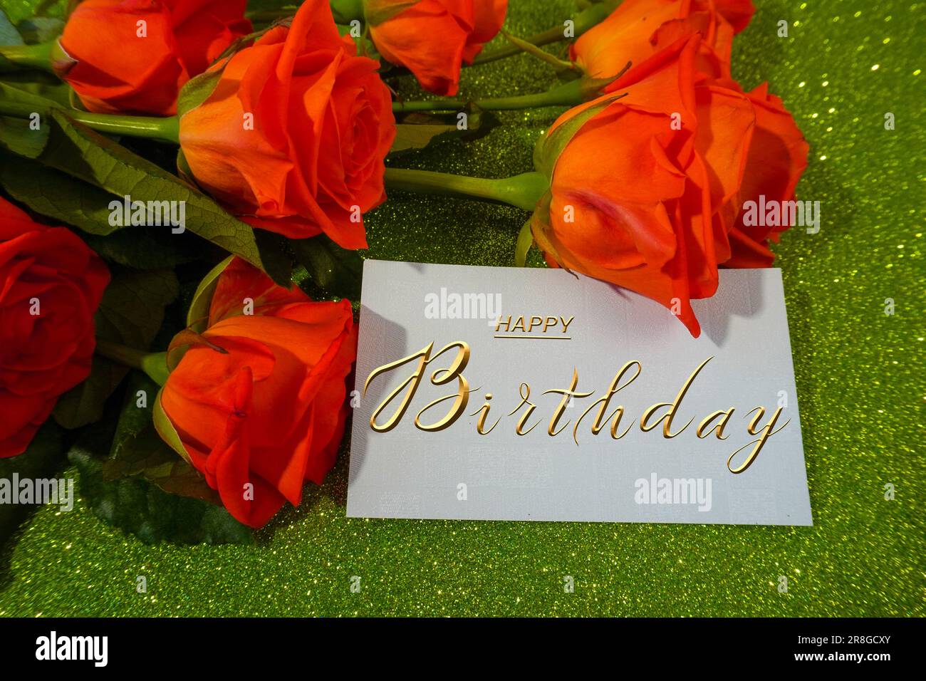 Carte postale , bannière Internet avec un message d'anniversaire, avec ...