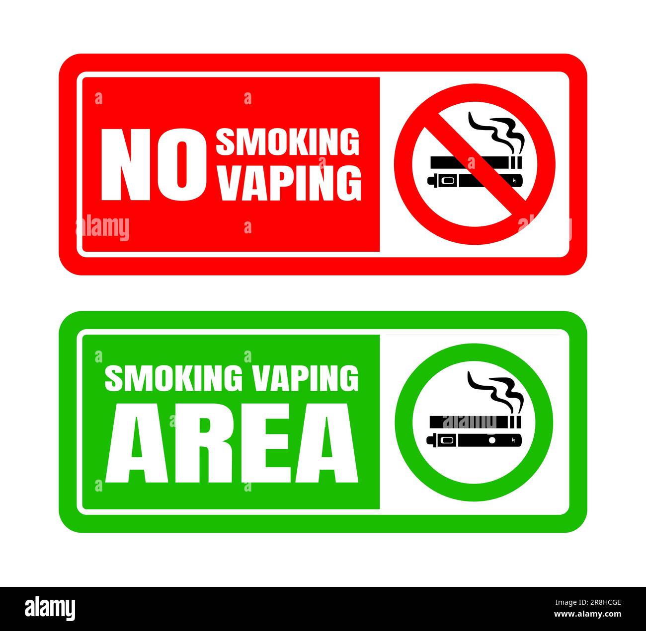 Non-fumeurs pas de vapotage et d'affichage de la zone fumeurs. Icône de ...