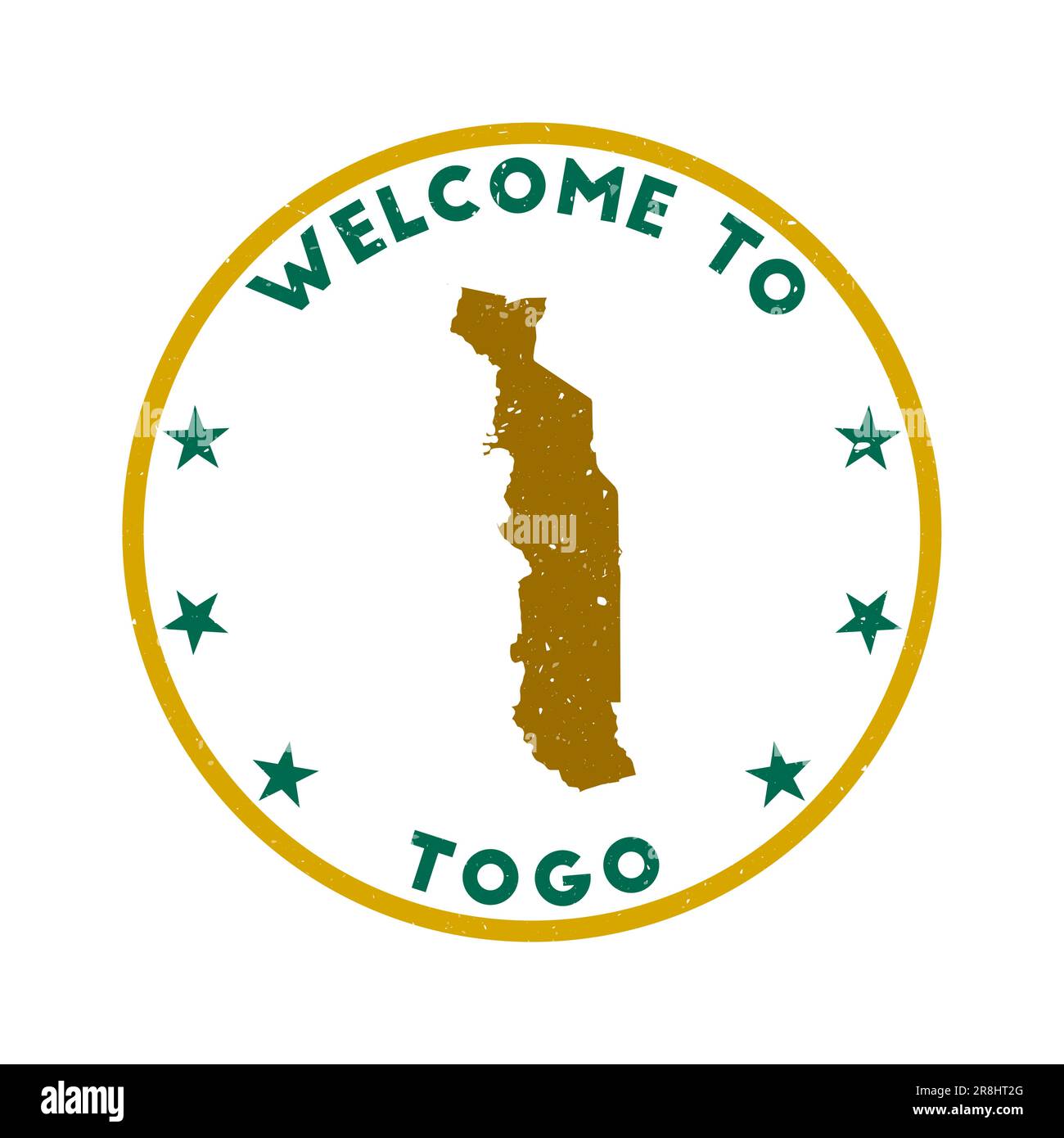 Bienvenue au timbre du Togo. Timbre rond de pays de grunge avec texture ...