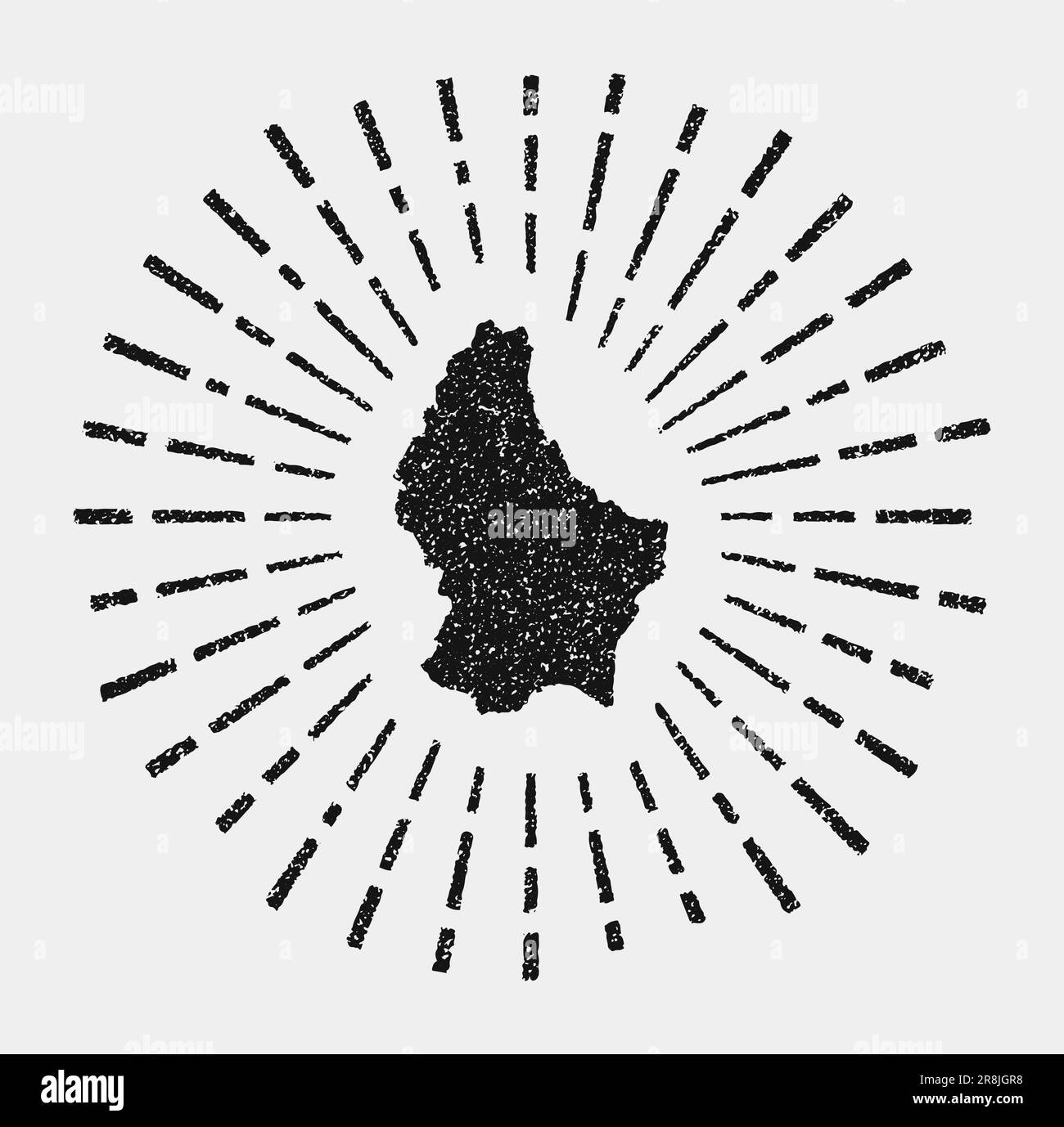 Carte ancienne du Luxembourg. Grunge soleil a éclaté dans tout le pays ...