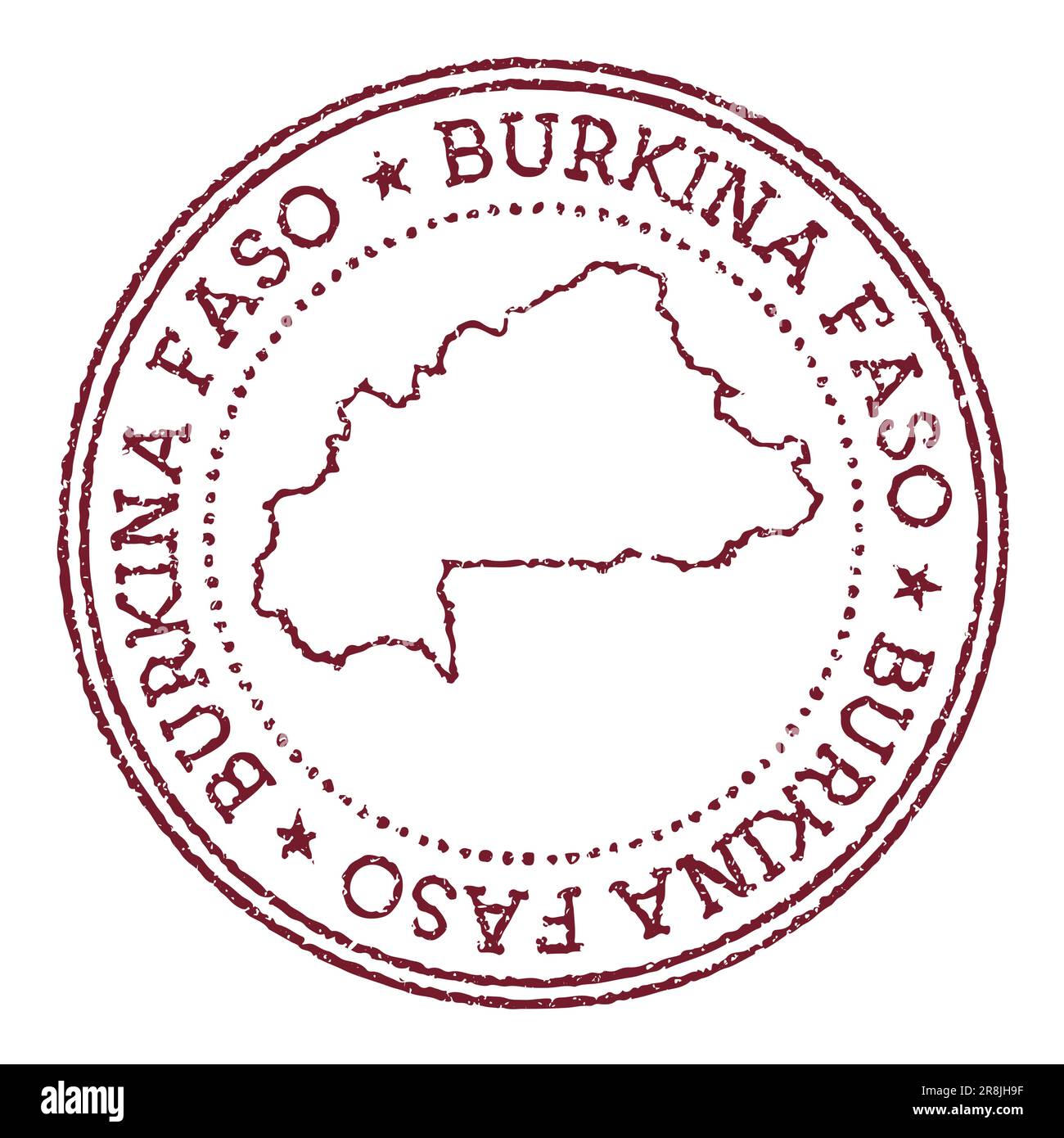 Timbre rond en caoutchouc du Burkina Faso avec carte des pays. Timbre ...