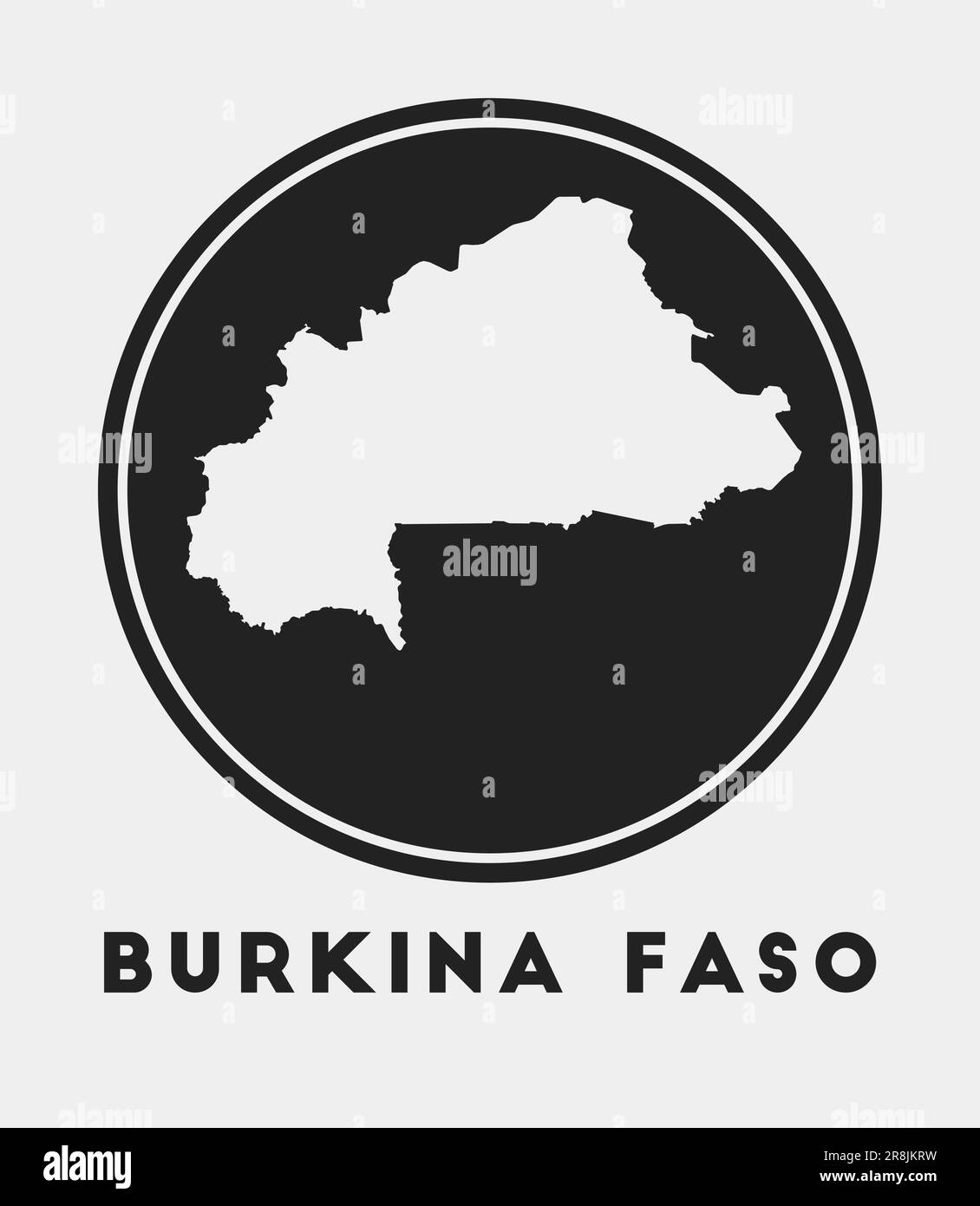 Icône Burkina Faso. Logo rond avec carte du pays et titre. Badge ...