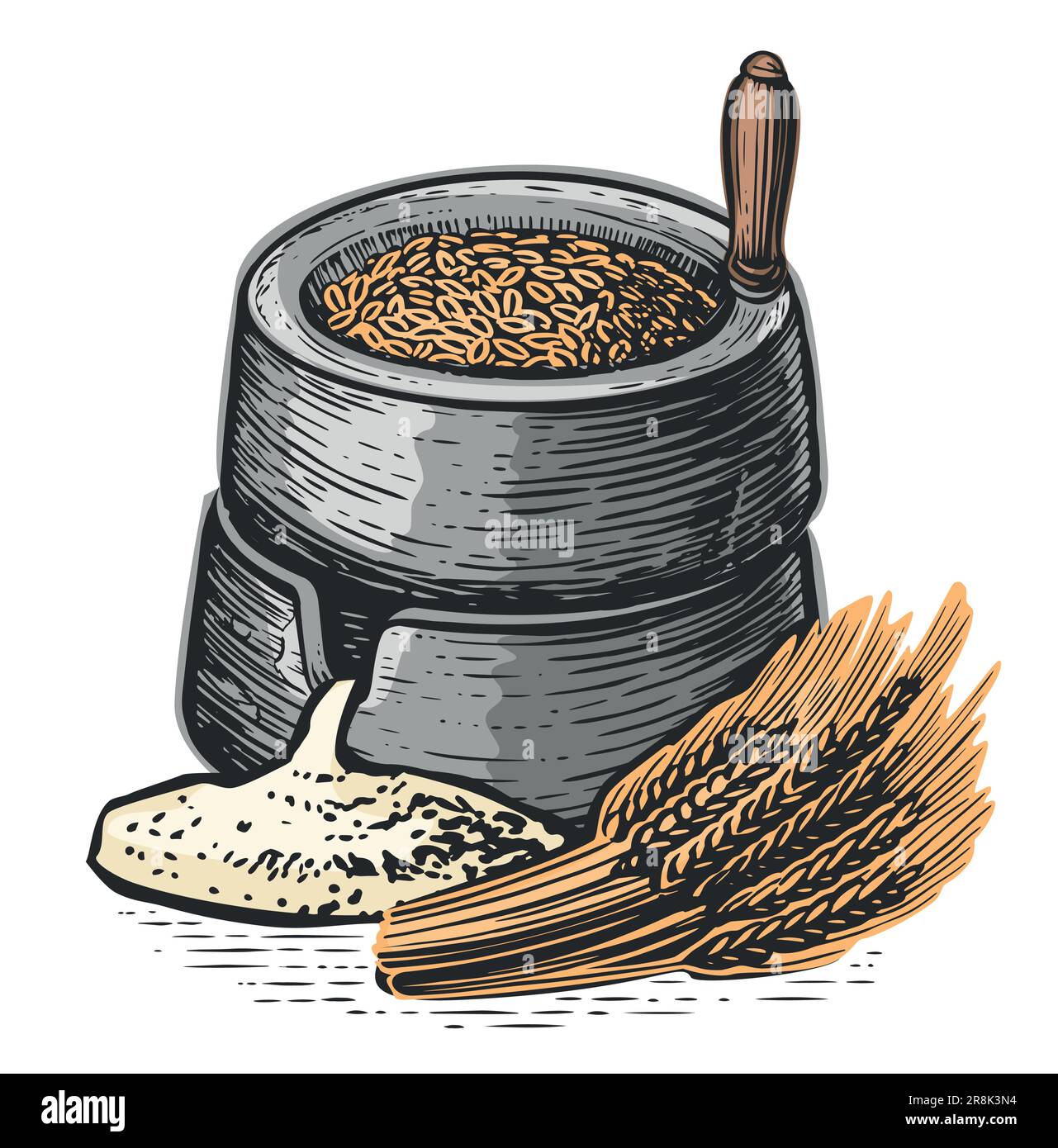 Meules à main pour le grain, les épis de blé, la farine. Cuisson et ...