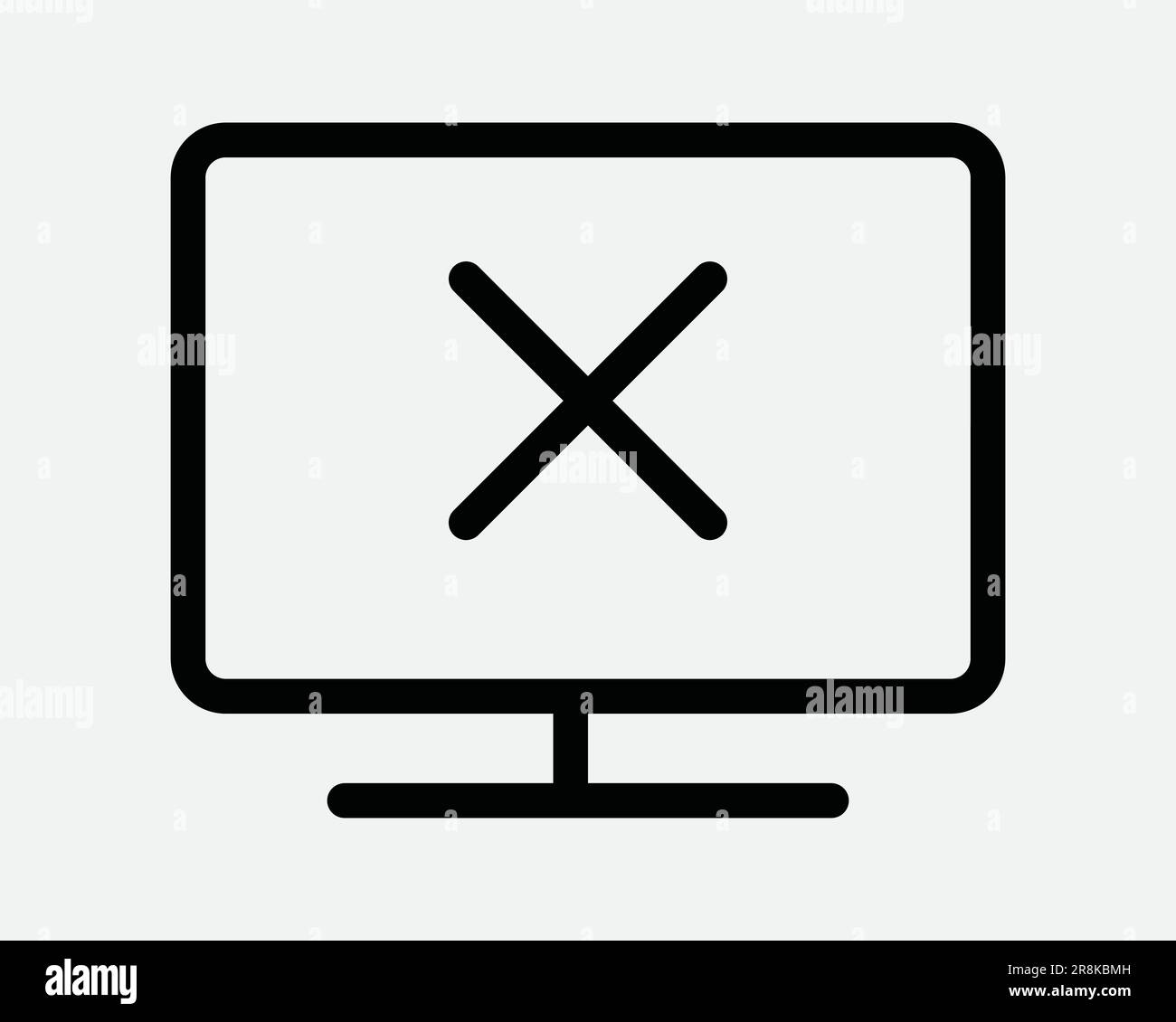 Icône d'écran éteint. Écran d'ordinateur erreur PC problème Croix X ...