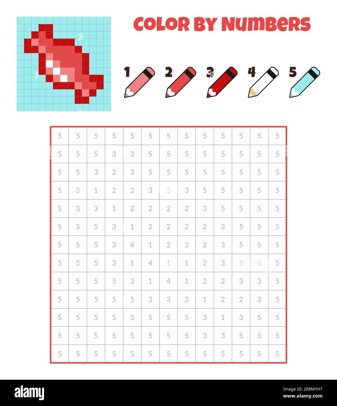 Couleur par nombres. Livre de coloriage pour enfants.Pixel art Image ...