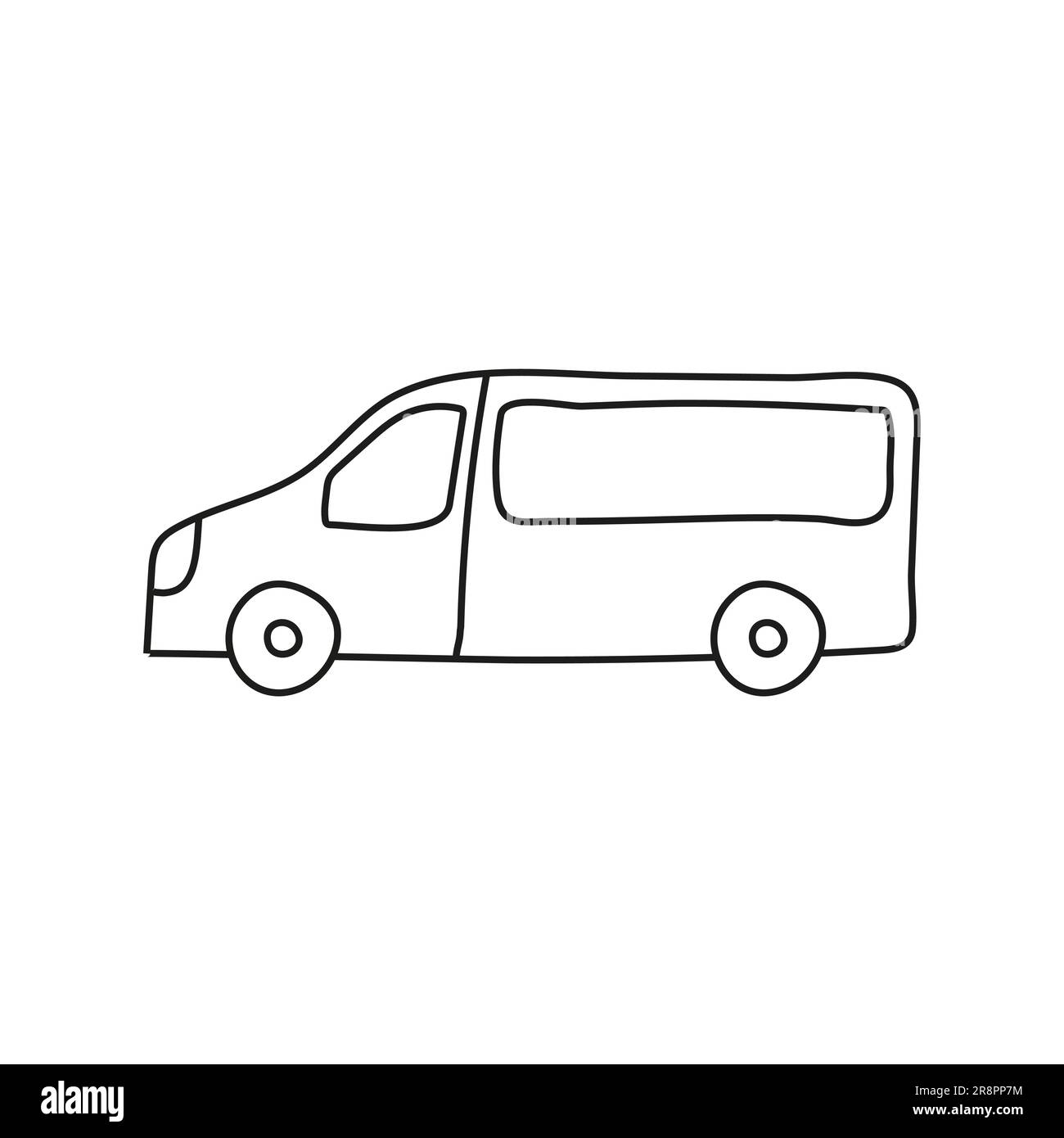 Un petit bus à dessin main pour colorier le livre des enfants. Ligne ...