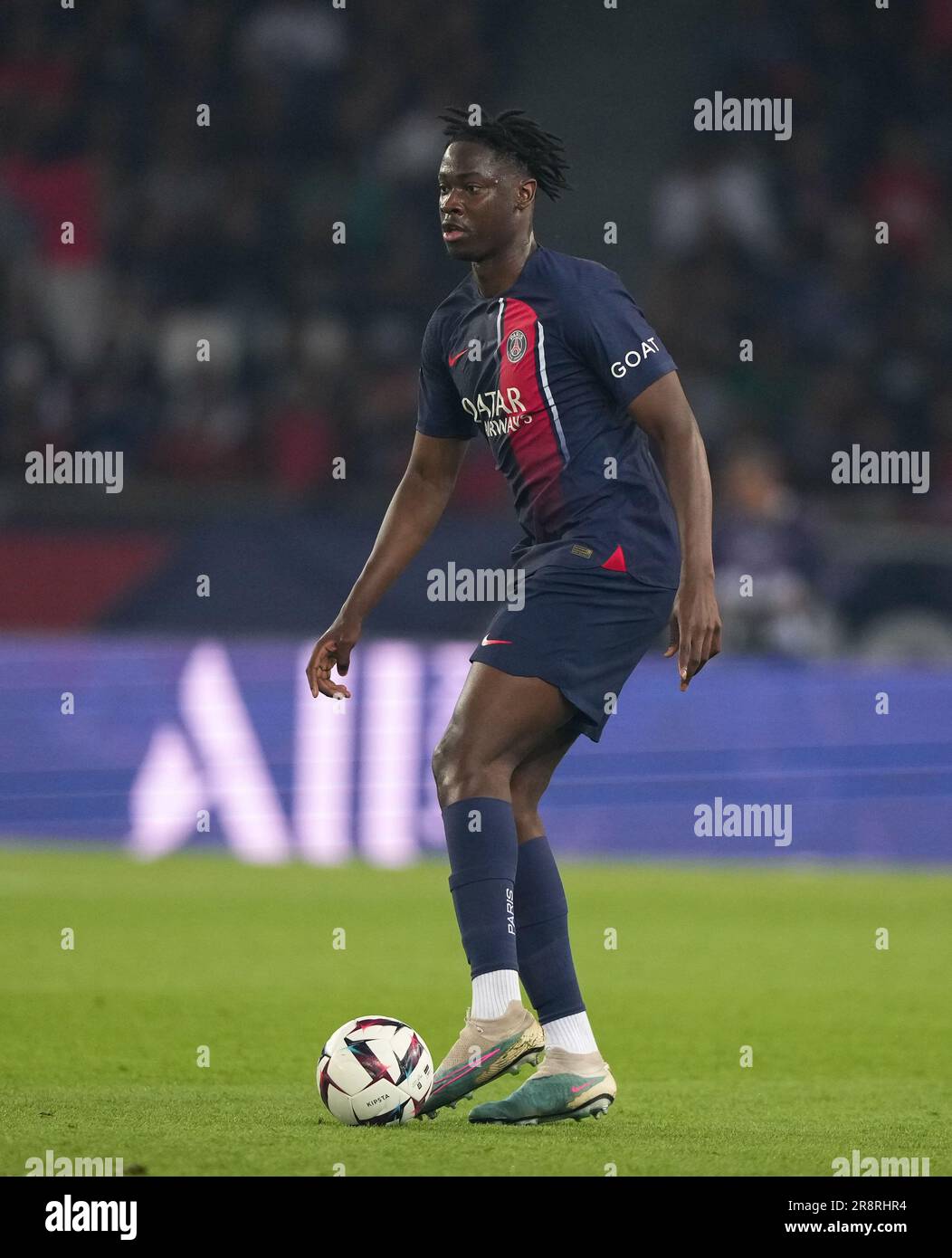 El Chadaille Bitshiabu de PSG lors du match de la Ligue 1 entre Paris ...