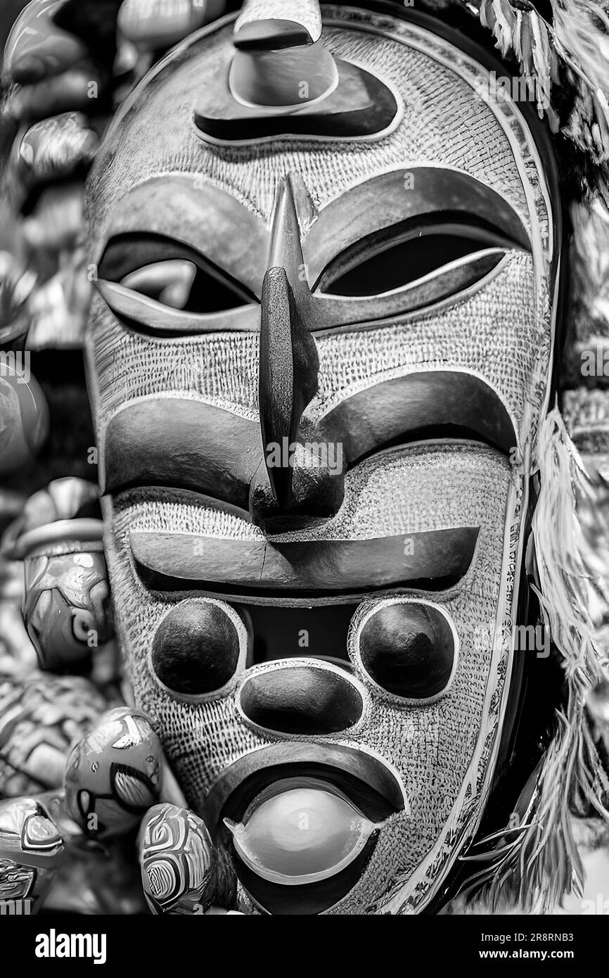 Masque africain Banque d'images noir et blanc - Alamy