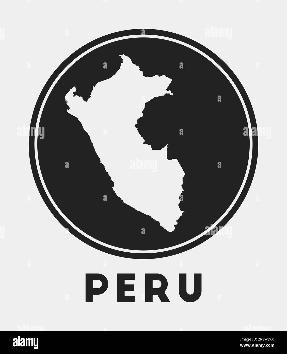 Icône Pérou. Logo rond avec carte du pays et titre. Badge Pérou élégant ...