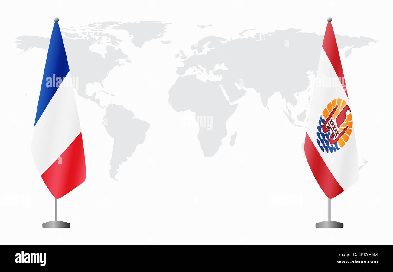 Drapeaux de la France et de la Polynésie française pour une réunion ...