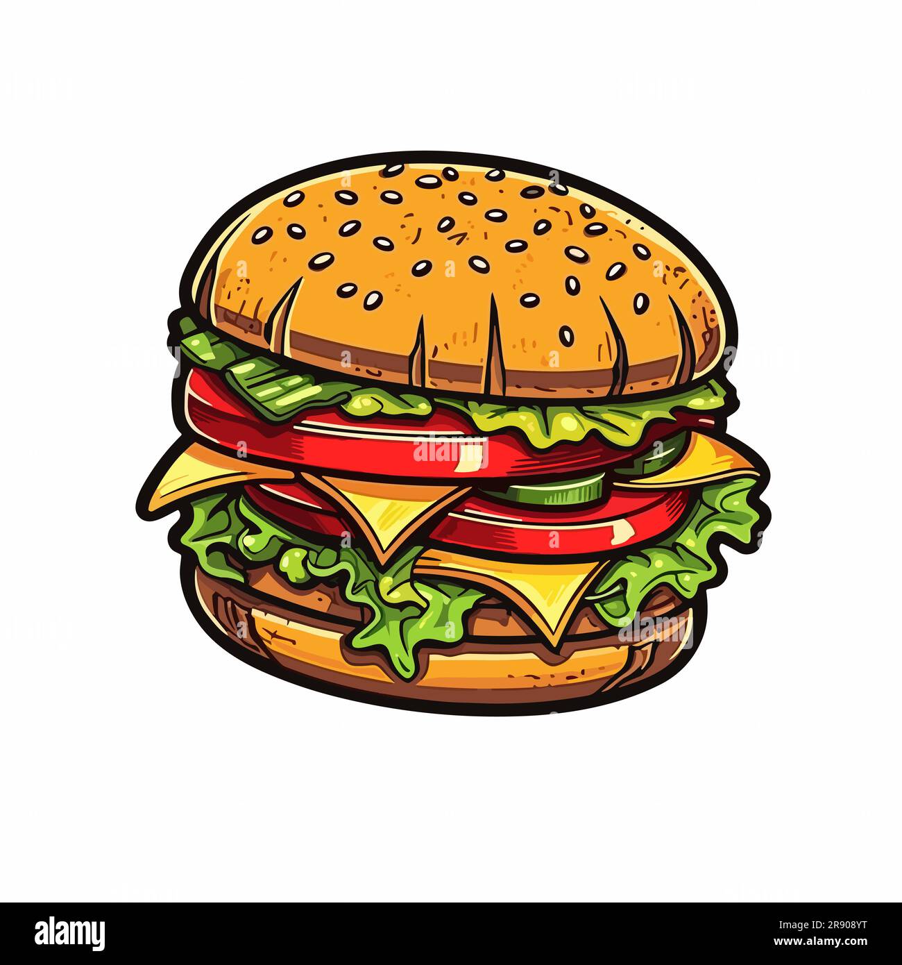 Hamburger. Illustration de Burger dessinée à la main. Illustration de ...