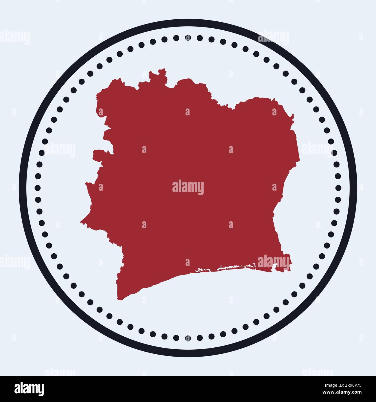 Timbre rond de la Côte d'Ivoire. Logo rond avec carte du pays et titre ...