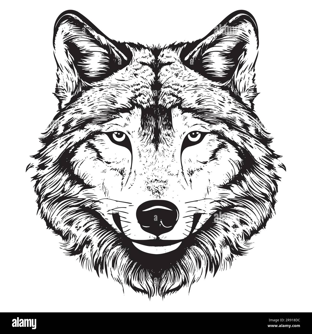Dessin de la tête de loup dessiné à la main dans le style Doodle Wild ...