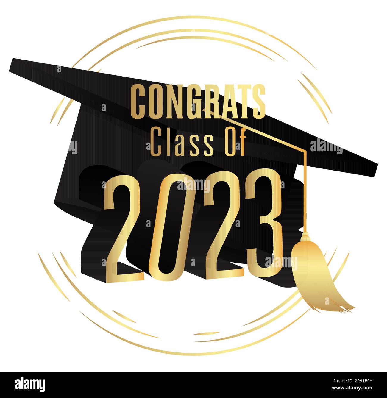 Motif vectoriel noir et or avec graduation. Classe de 2023, modèle doré ...