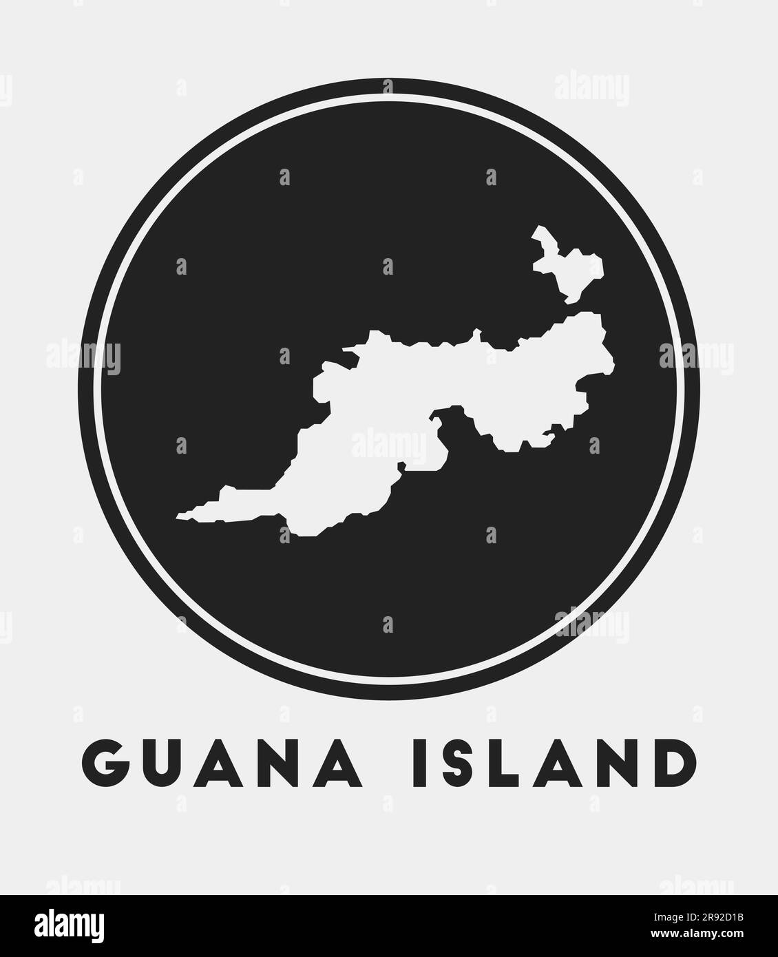 Icône de l'île de Guana. Logo rond avec carte de bordure et titre ...