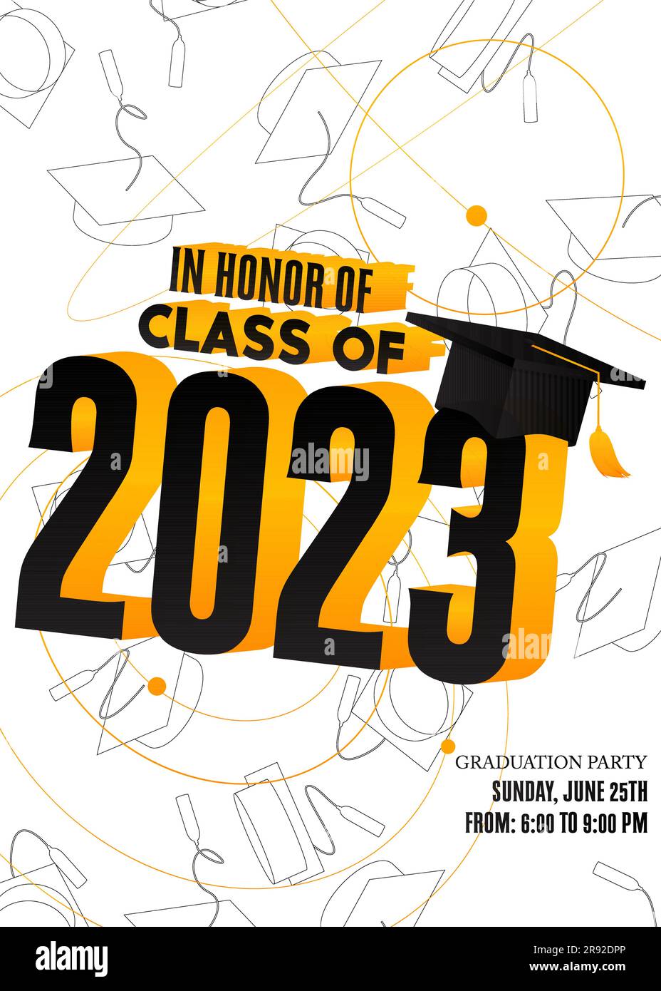 Fête en l'honneur de la classe des diplômés de 2023. Carte d'invitation ...