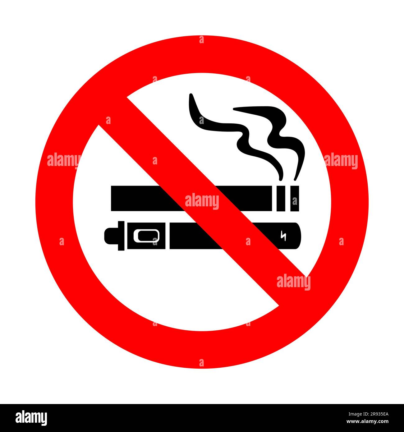 Ne pas fumer pas de panneau de vapotage. Icône de signe interdit isolée ...