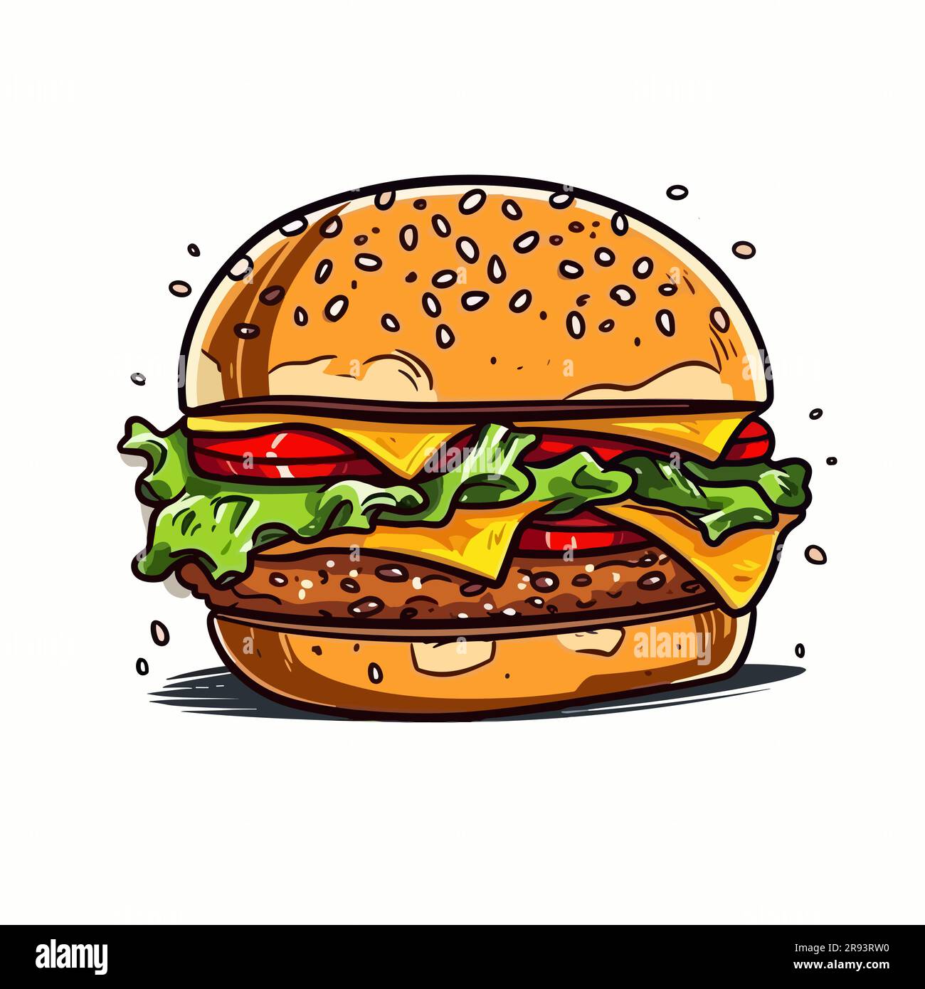 Hamburger. Illustration de Burger dessinée à la main. Illustration de ...