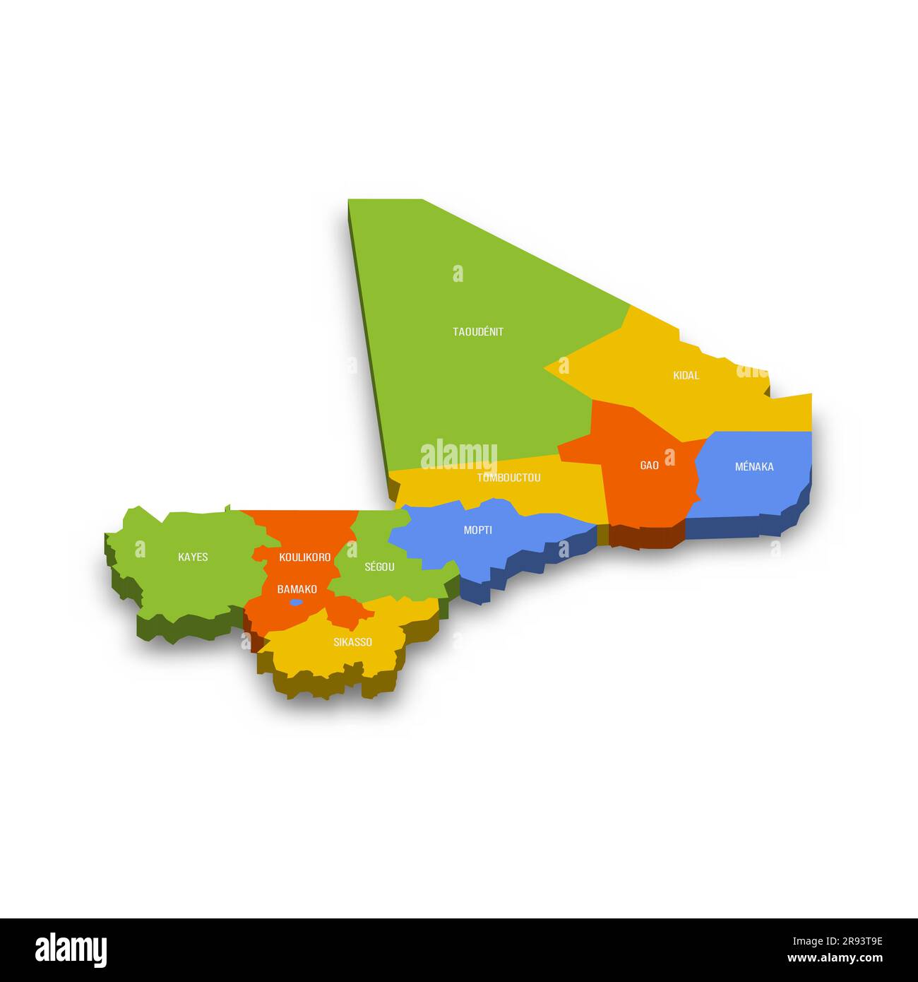 Mali carte politique des divisions administratives - régions et ...
