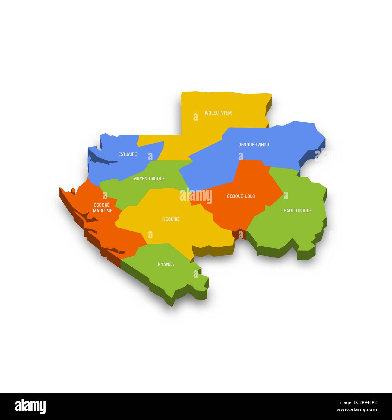 Gabon carte politique des divisions administratives - provinces. Carte ...