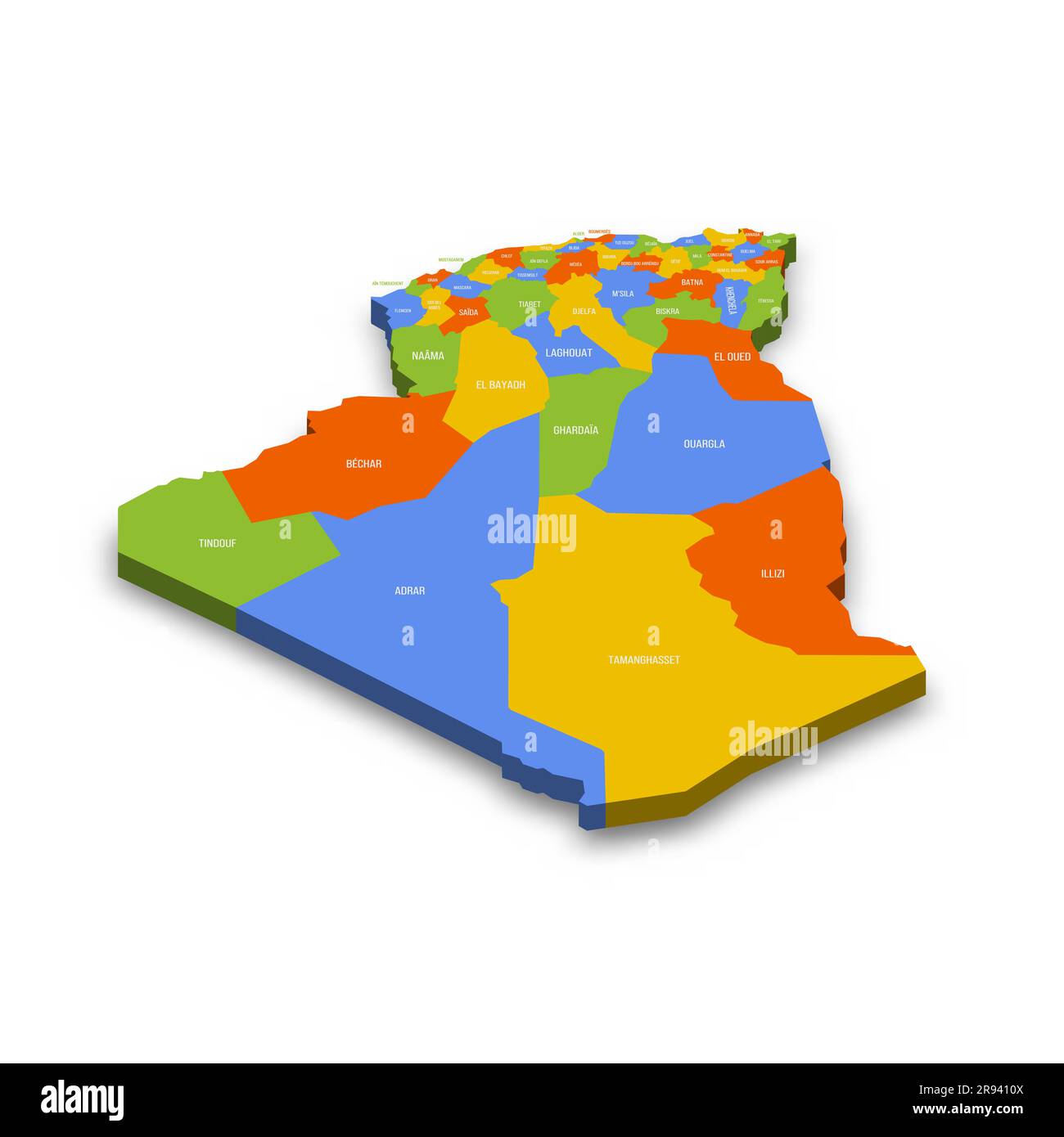 Algérie carte politique des divisions administratives - provinces ...