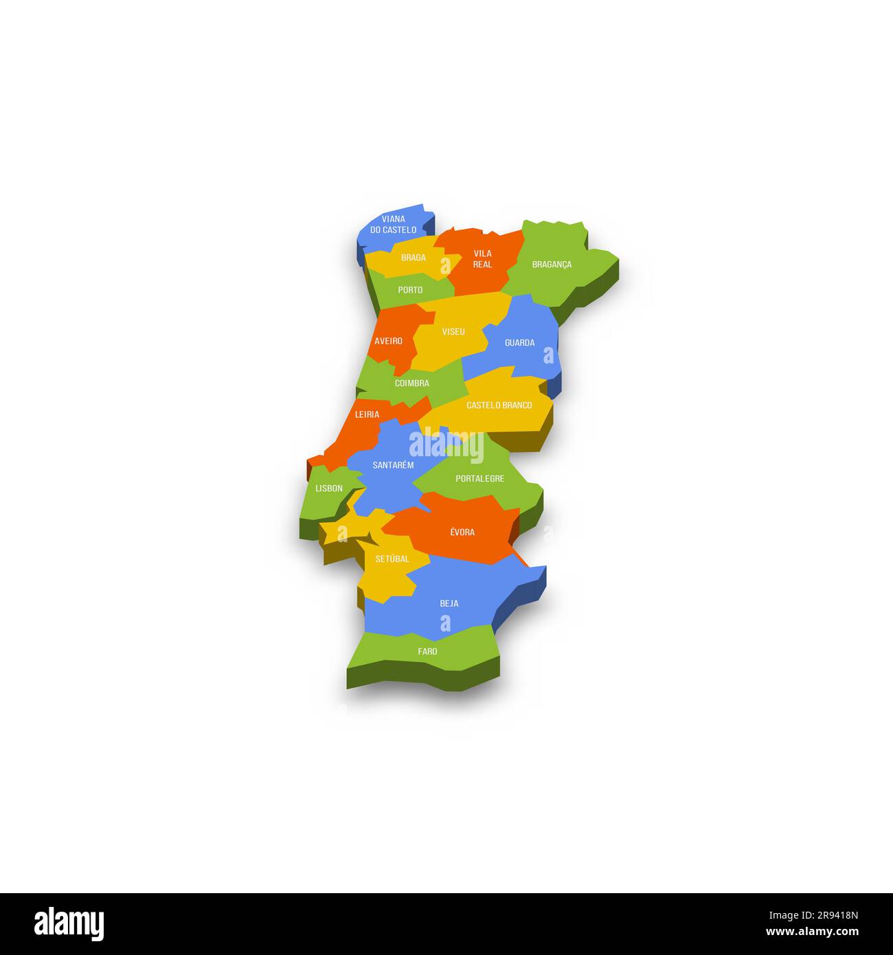 Portugal carte politique des divisions administratives - districts ...