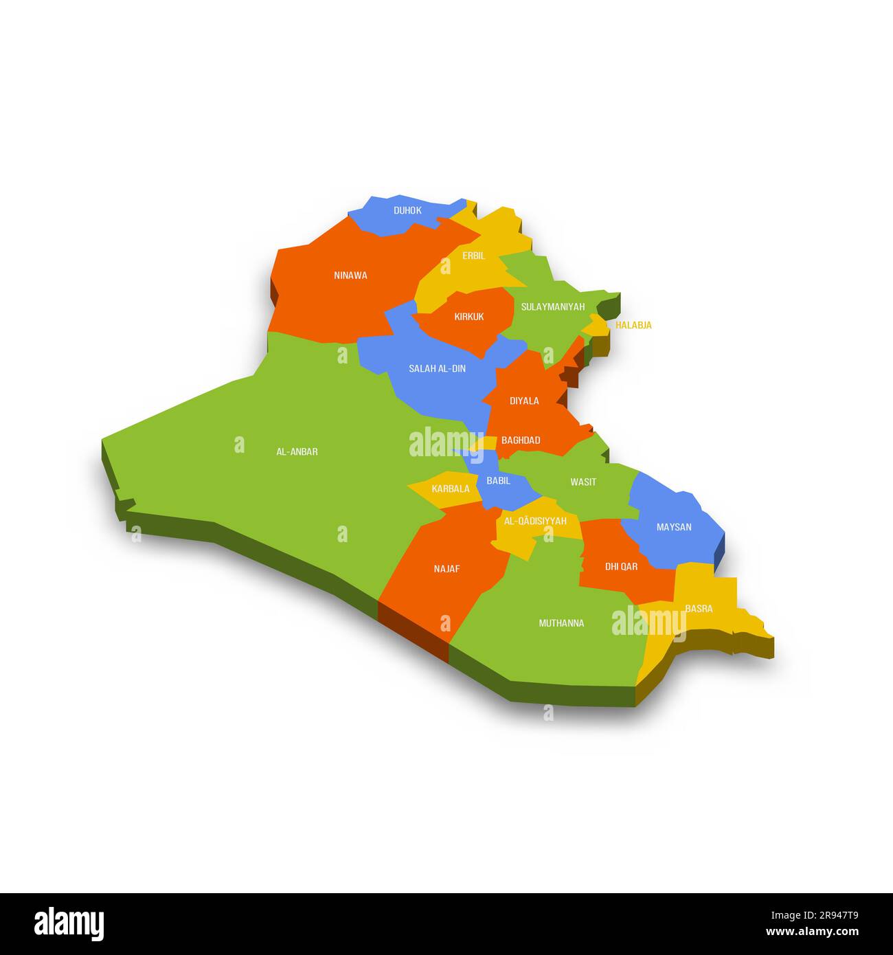 Iraq carte politique des divisions administratives - gouvernorats et ...