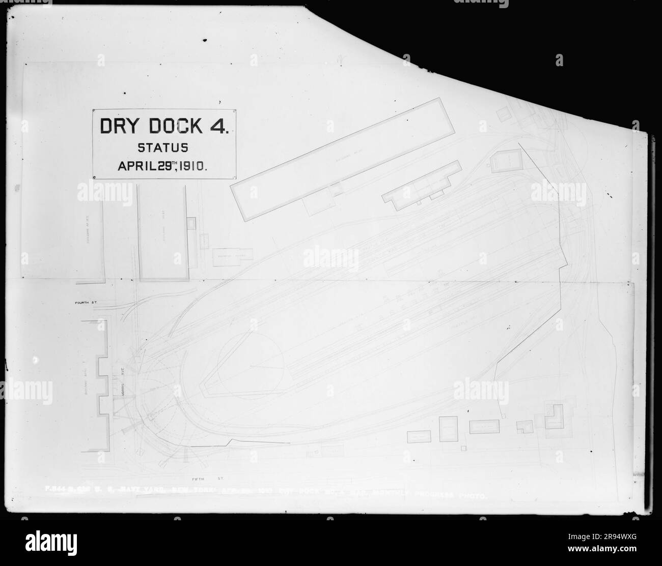 Dry Dock numéro 4, carte, photo de progression mensuelle. Négatifs en ...