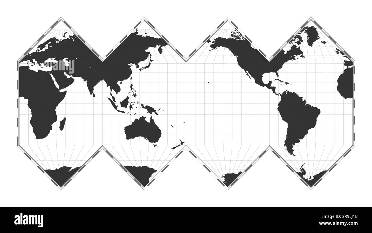 Carte du monde vectorielle. Projection HEALPix. Carte géographique du monde simple avec les ...