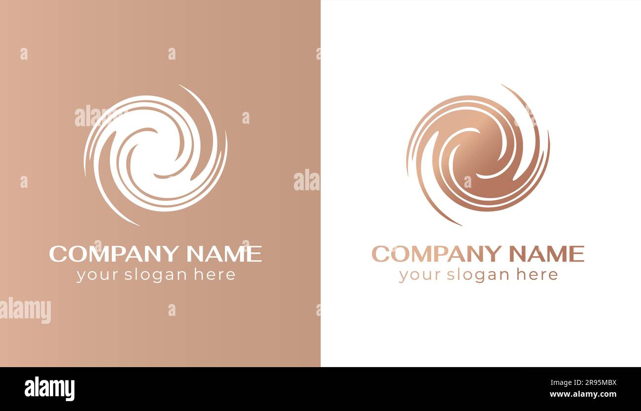 Logo rond en spirale. Ondulations élégantes et ondulantes de tissu ...