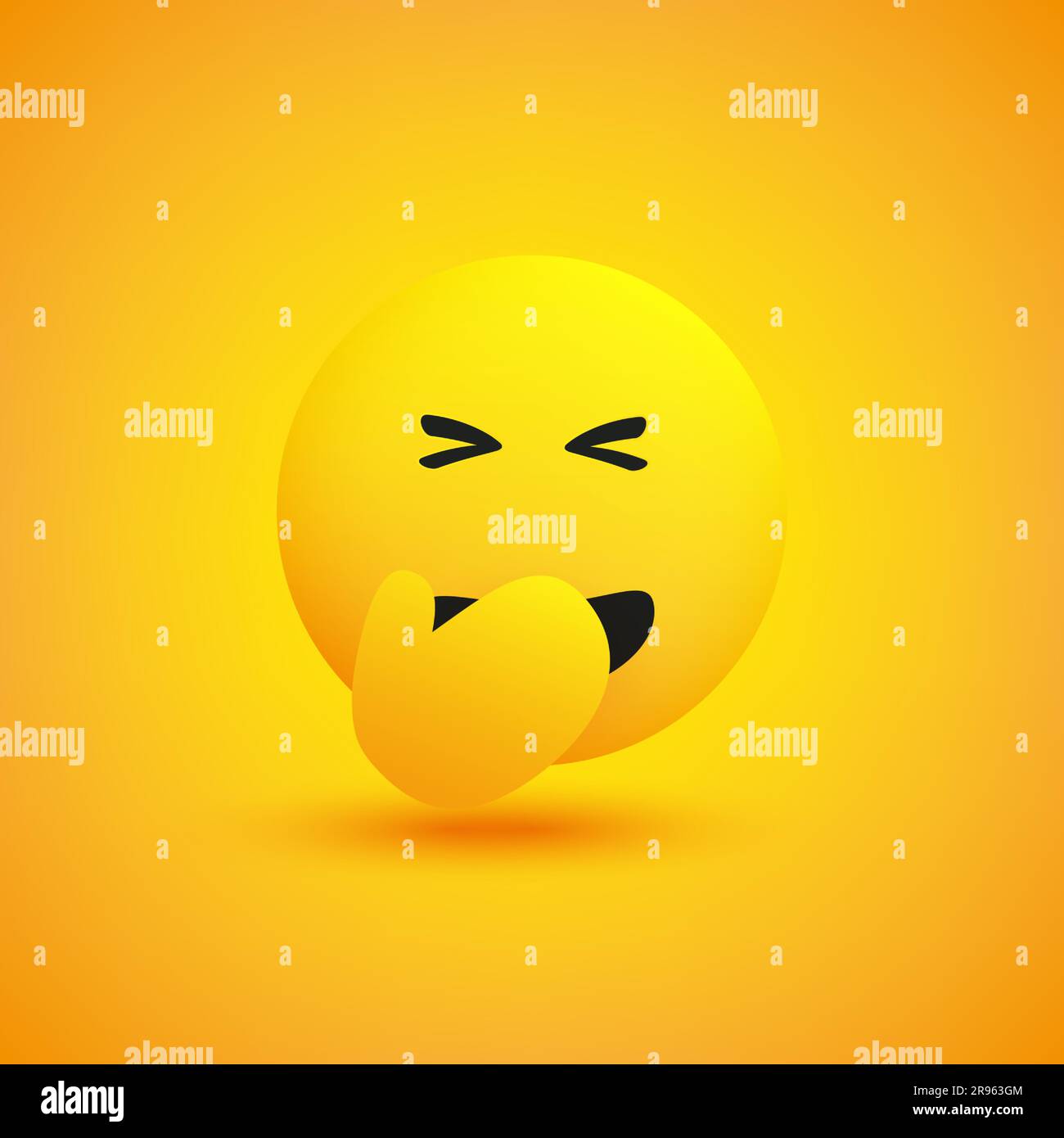 Main sur la bouche - Emoticon de rire embarrassé avec les yeux fermés ...