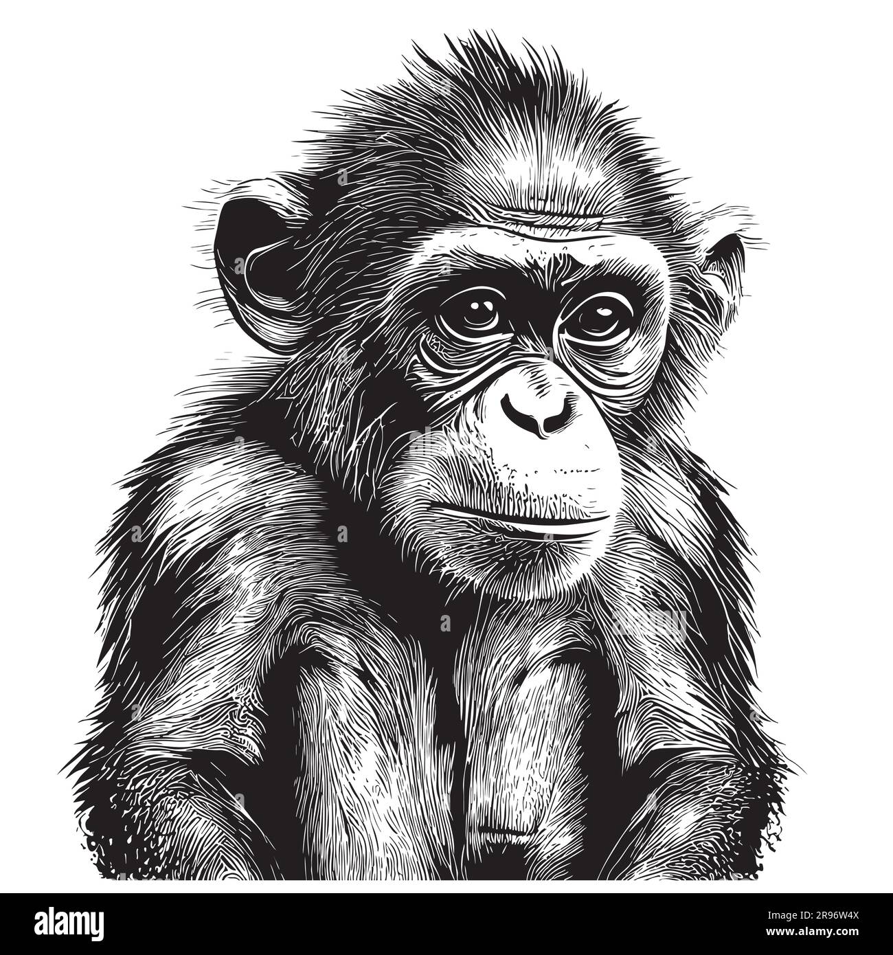 Singe dessin noir et blanc Banque d'images noir et blanc - Alamy