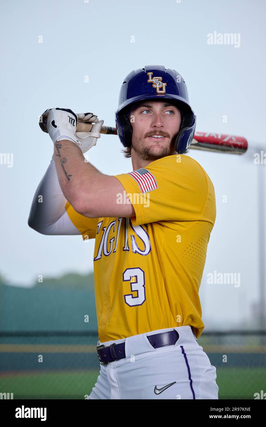 LSU Tigers Dylan Crews (3) poses for a photo on May 23, 2023 at Jerry D ...