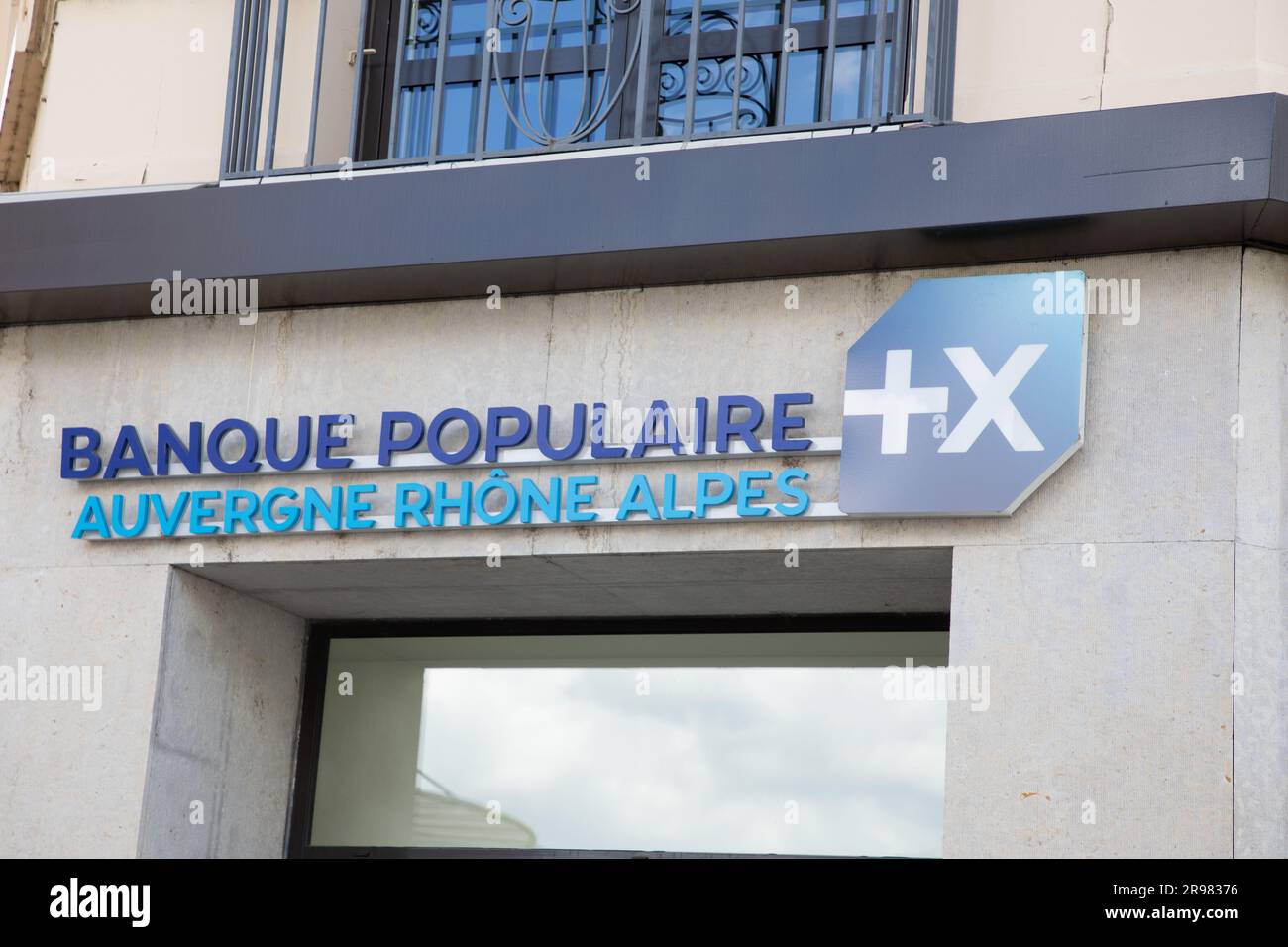 lyon, France - 06 16 2023 : Banque populaire auvergne rhone alpes signe ...