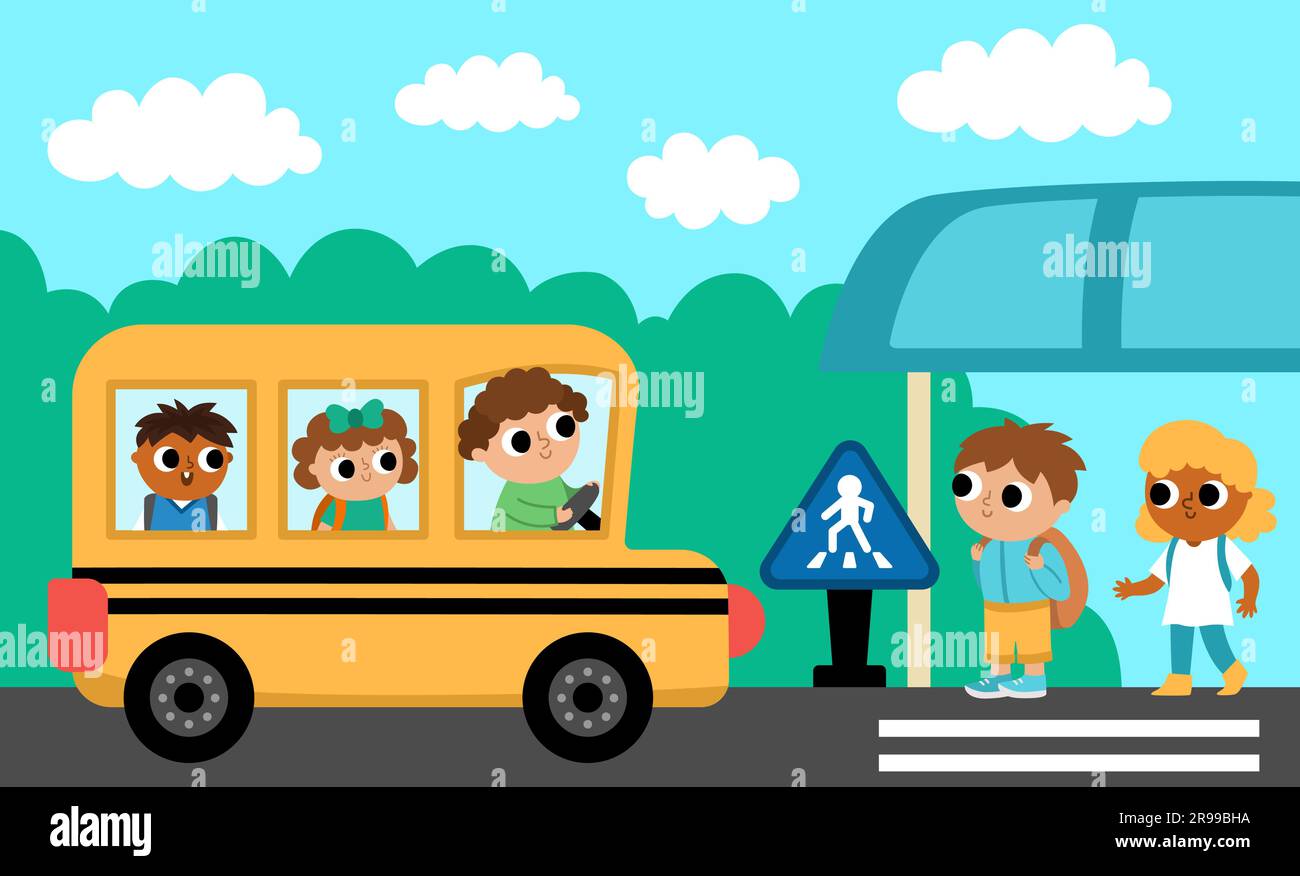 Fille qui attend dans un bus Banque d'images vectorielles - Alamy