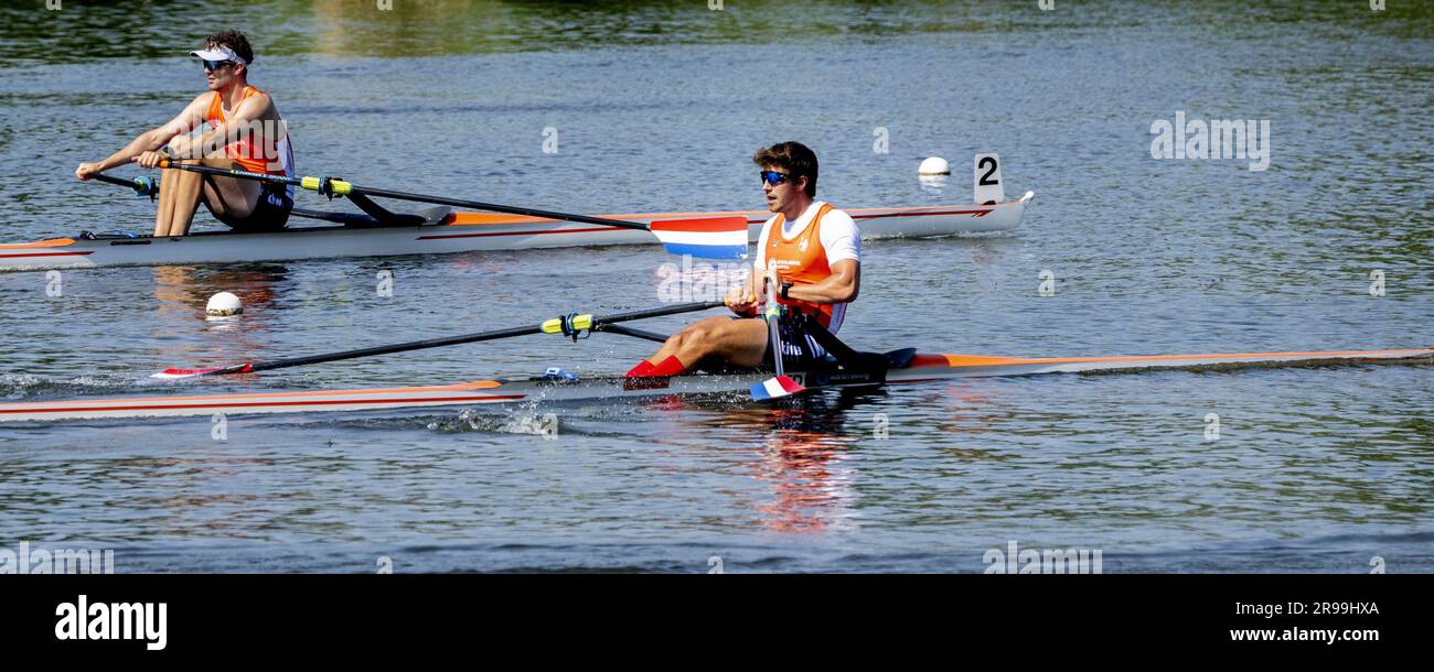 AMSTELVEEN -Melvin Twellaar et Stef Broenink en action pendant la ...