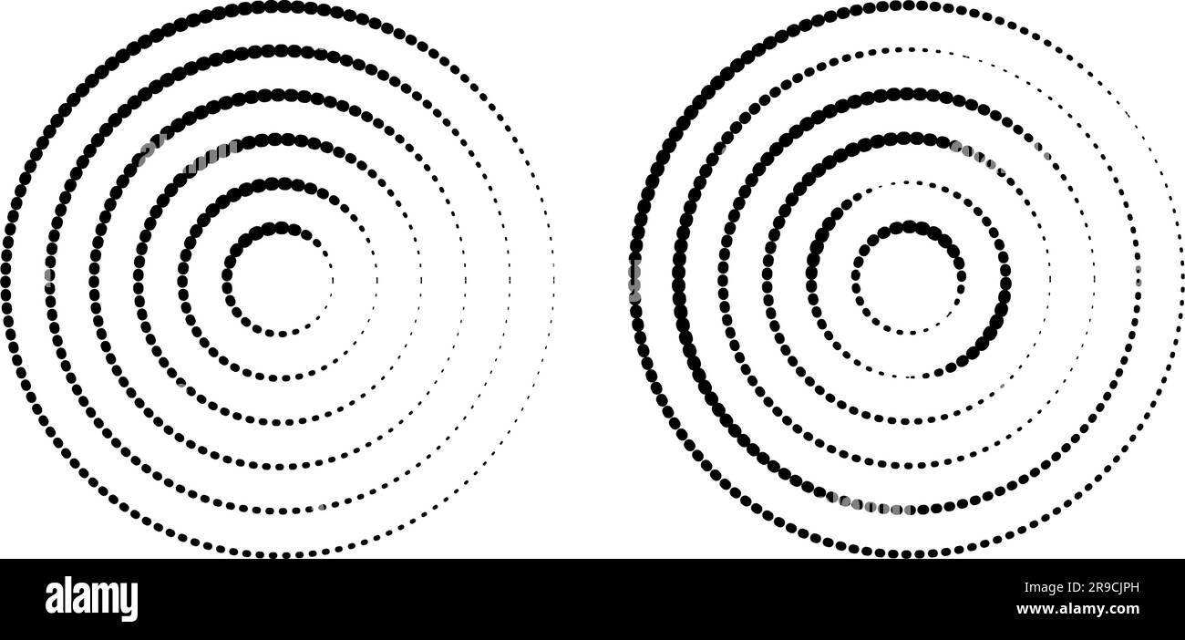 Ondulations circulaires. Cercles concentriques avec lignes de points de ...