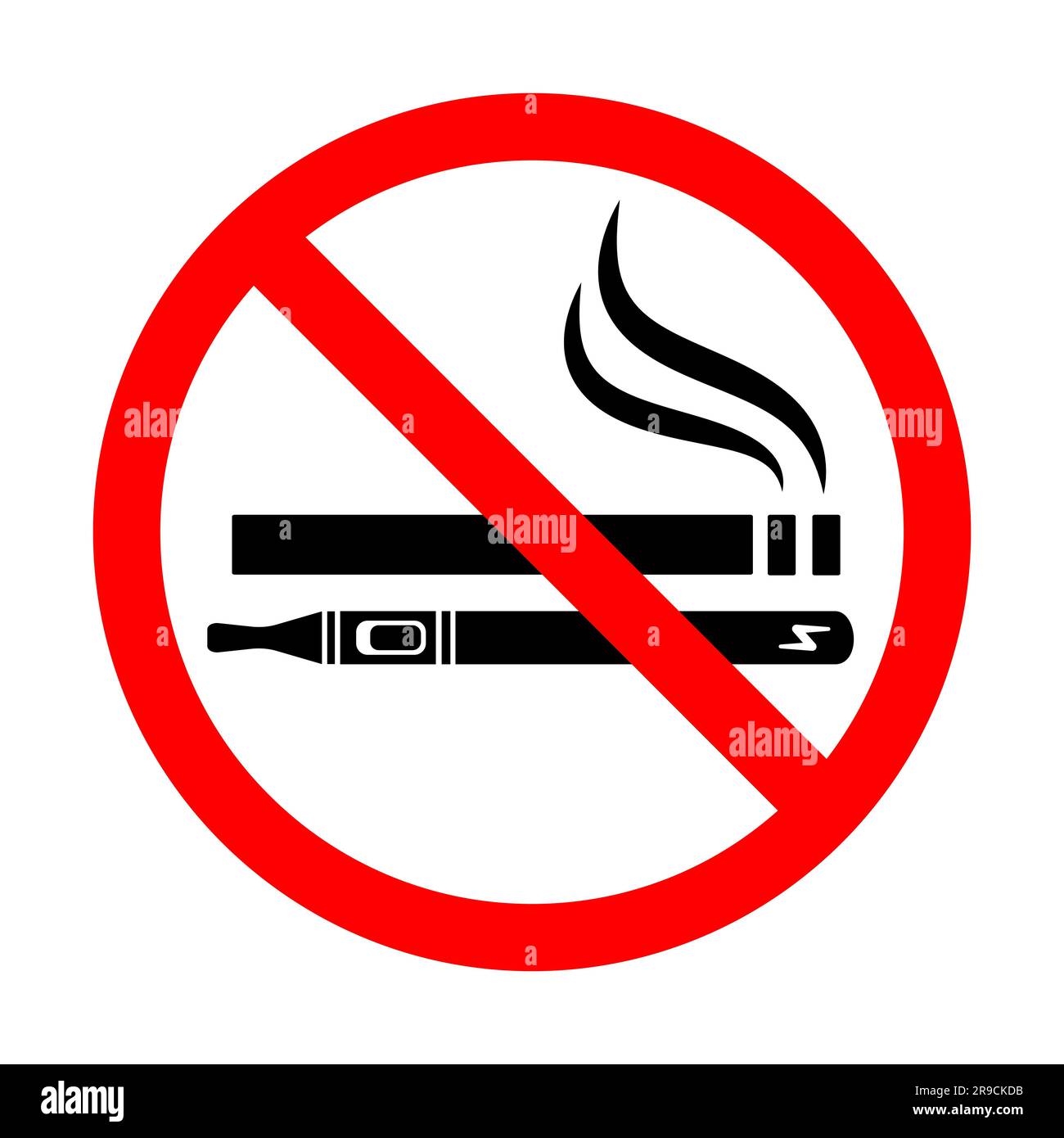 Ne pas fumer pas de panneau de vapotage. Icône de signe interdit isolée ...