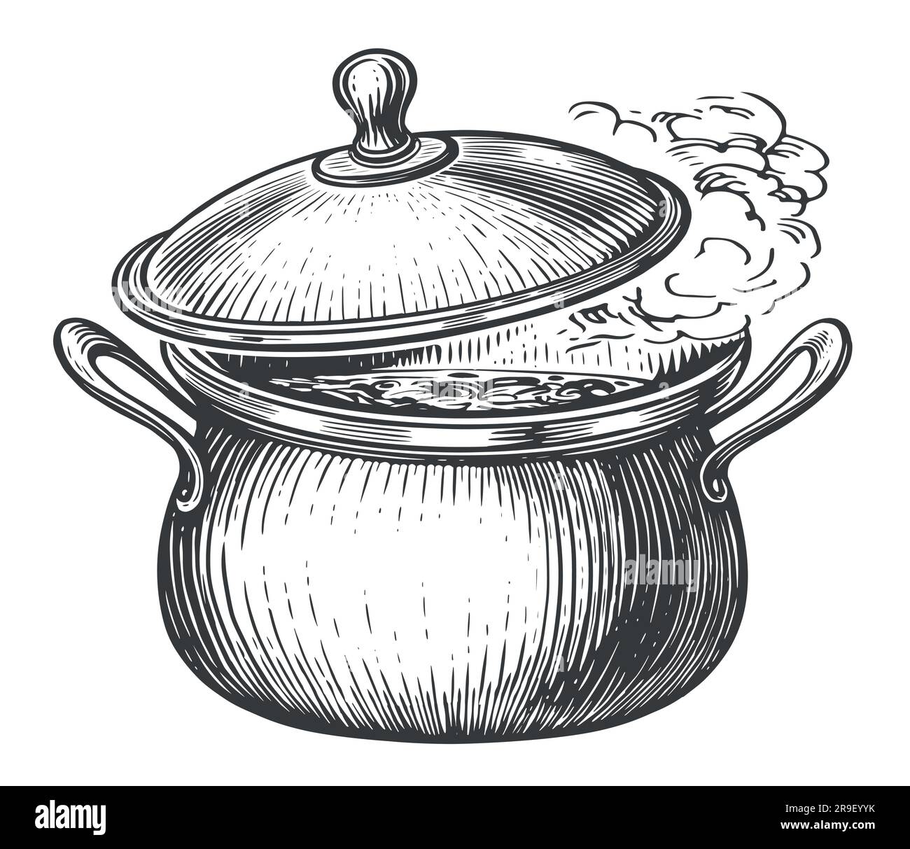Old casserole drawing Banque d'images vectorielles - Alamy