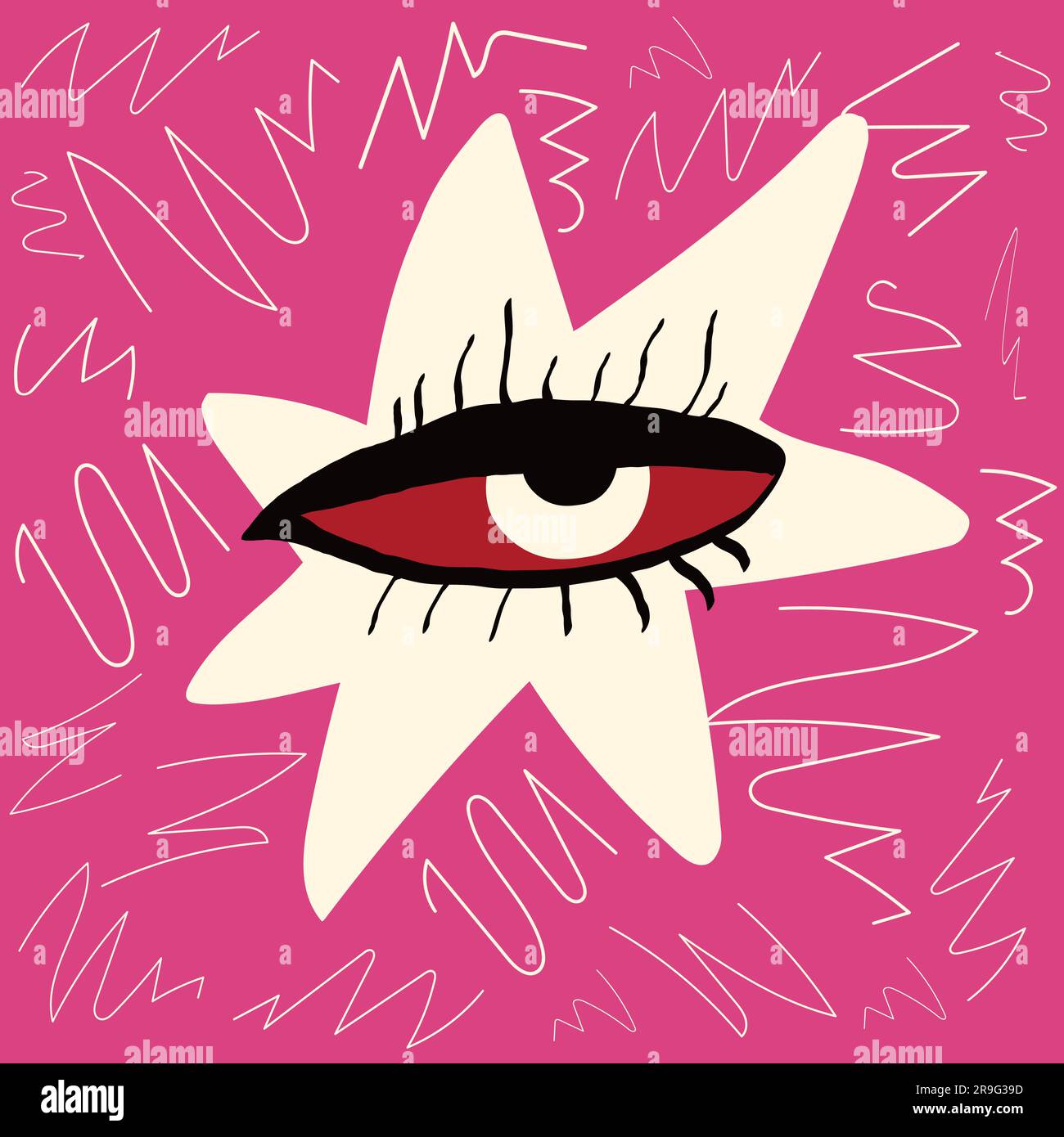 une carte avec un symbole mystique magique d'une étoile avec un oeil ...