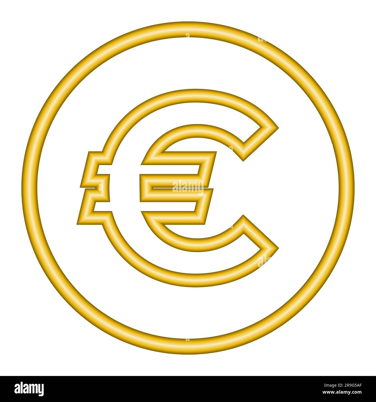 3D symbole or euro icône de pièce d'or argent design monnaie signe de ...