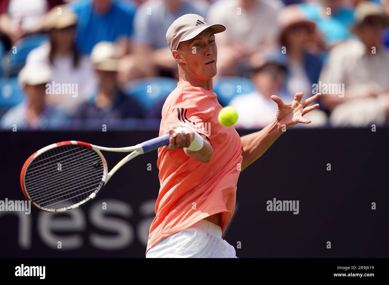 Jan Choinski en action lors de leur match des hommes en 32 contre Liam ...