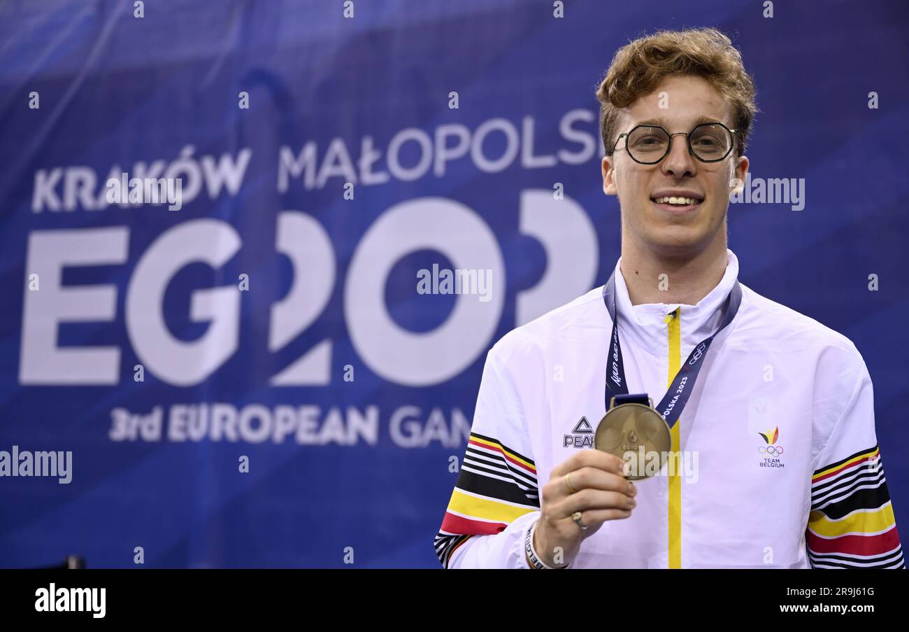 Cracovie, Pologne. 27th juin 2023. Le Belge Stef Van Campenhout célèbre ...