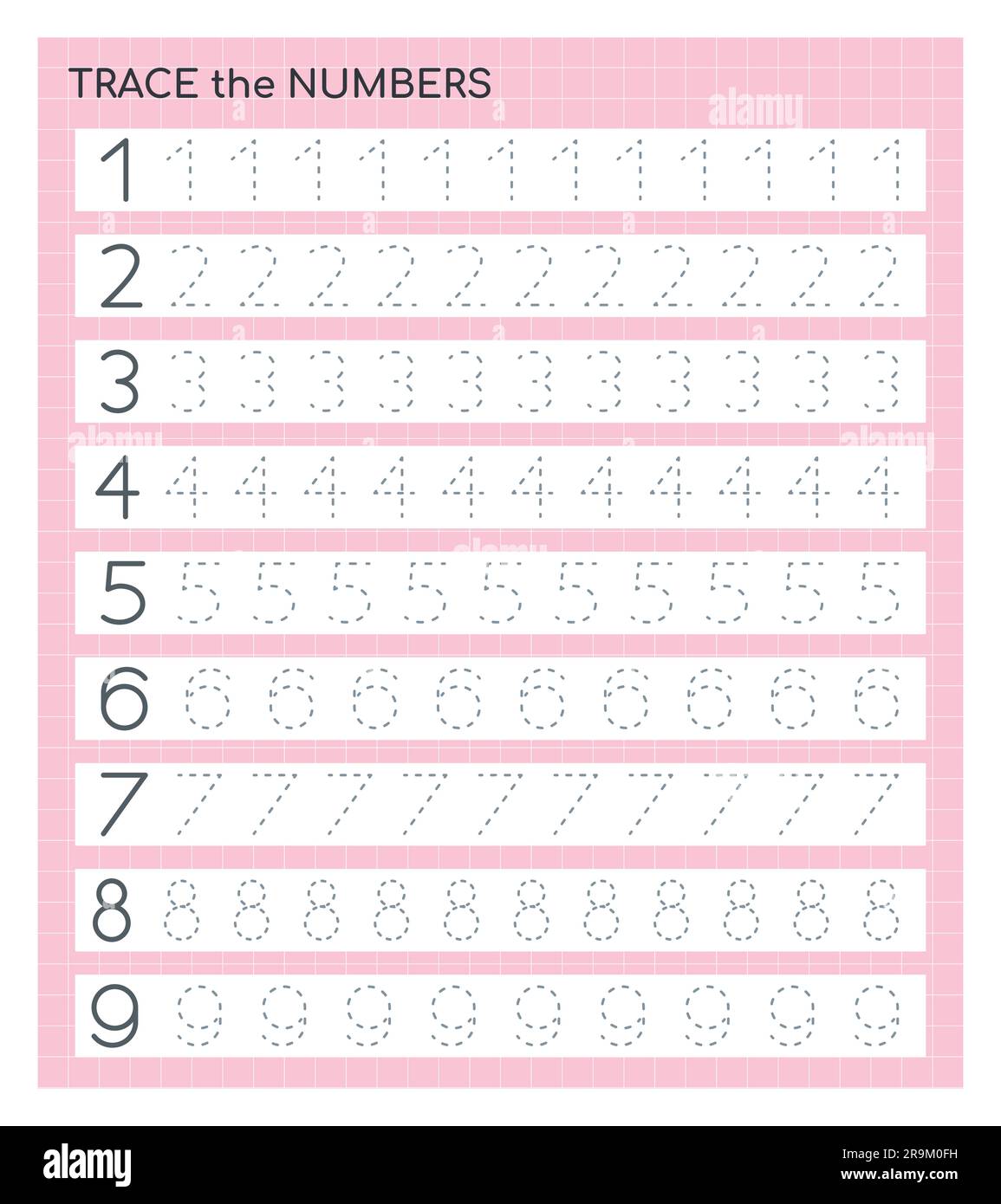 Numéros de trace de 1 à 9. Apprendre à compter et à écrire Image ...