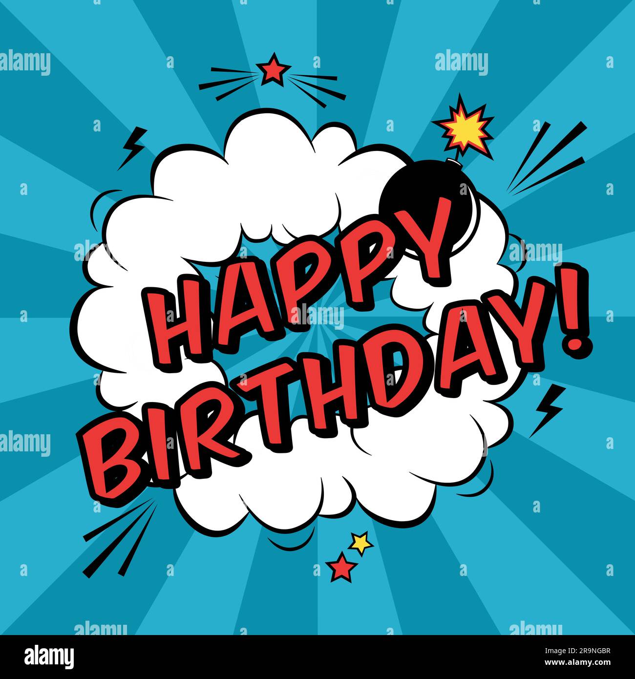 Happy birthday explosion in comic Banque d'images vectorielles - Alamy