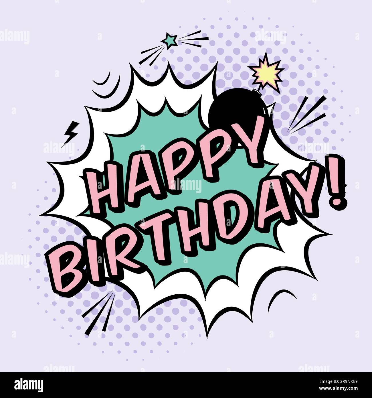 Happy birthday explosion in comic Banque d'images vectorielles - Alamy
