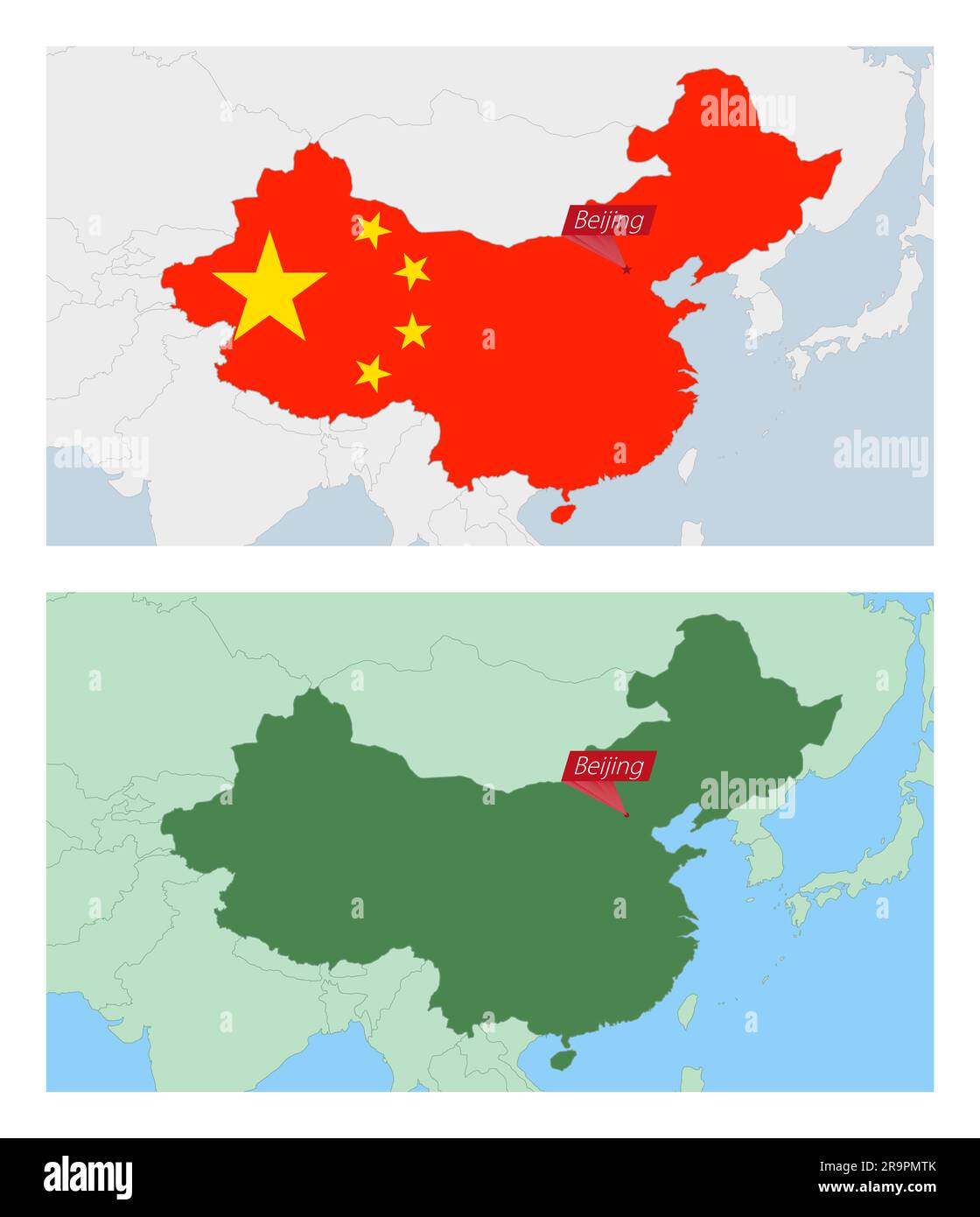 Carte chine pays voisin Banque d'images vectorielles - Alamy