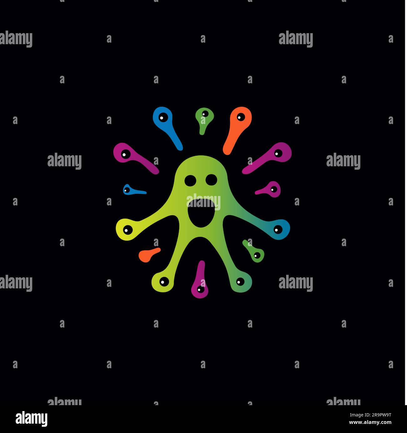 Logo1646Playful icône isolée du virus. Signe de bactéries colorées et ...