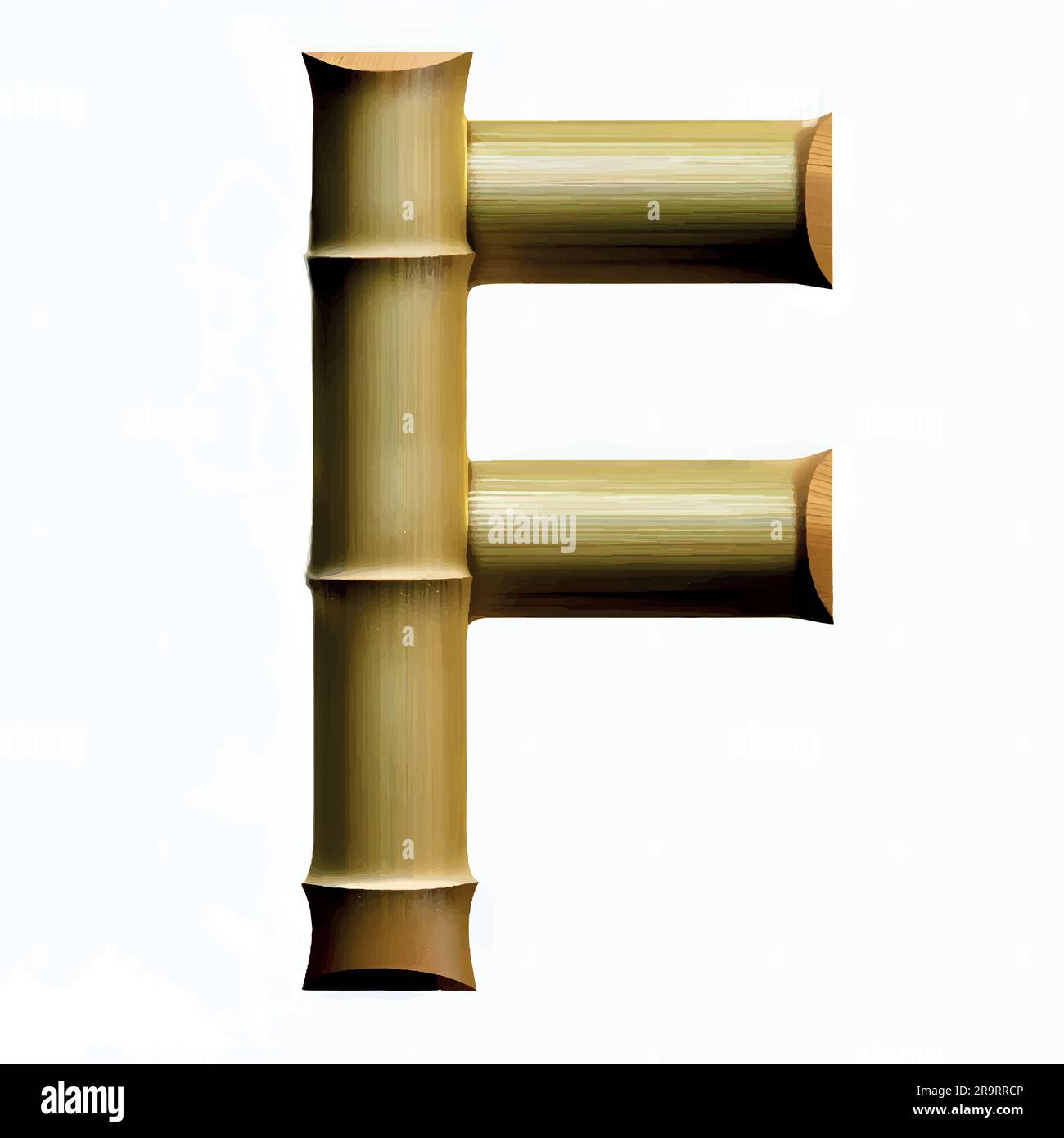 Lettre majuscule F en bambou avec fond blanc. Alphabet bambou, lettre F ...